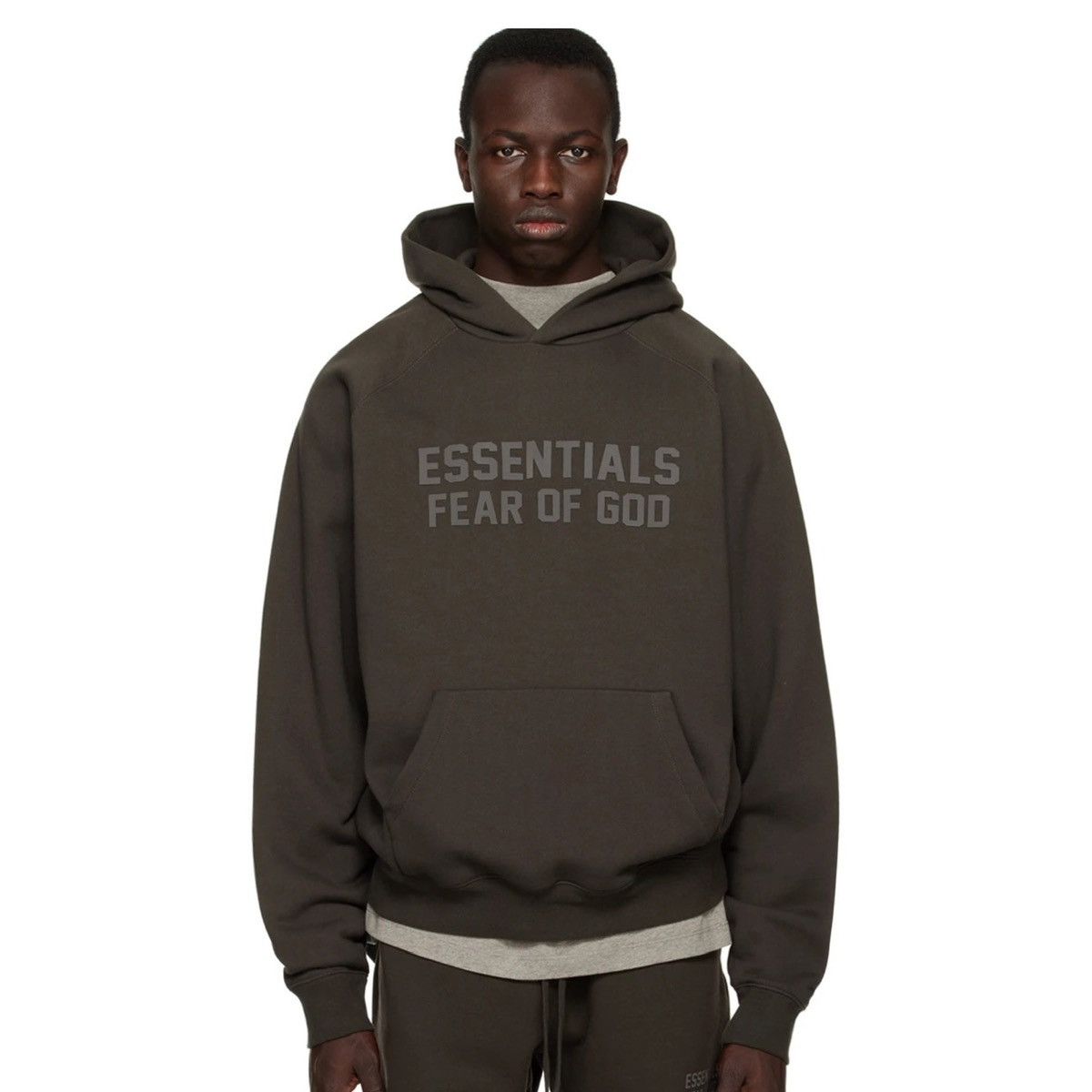 Essentials Essentials Off-Black Hoodie (Rubber Logo) | Grailed