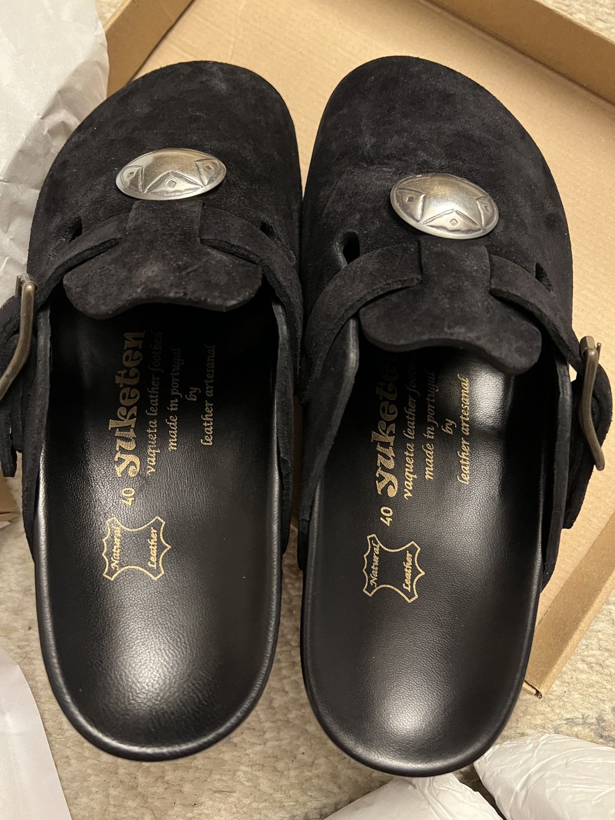 Yuketen $615 NEW YUKETEN Sal 1 Embellished Suede Clogs Portugal | Grailed
