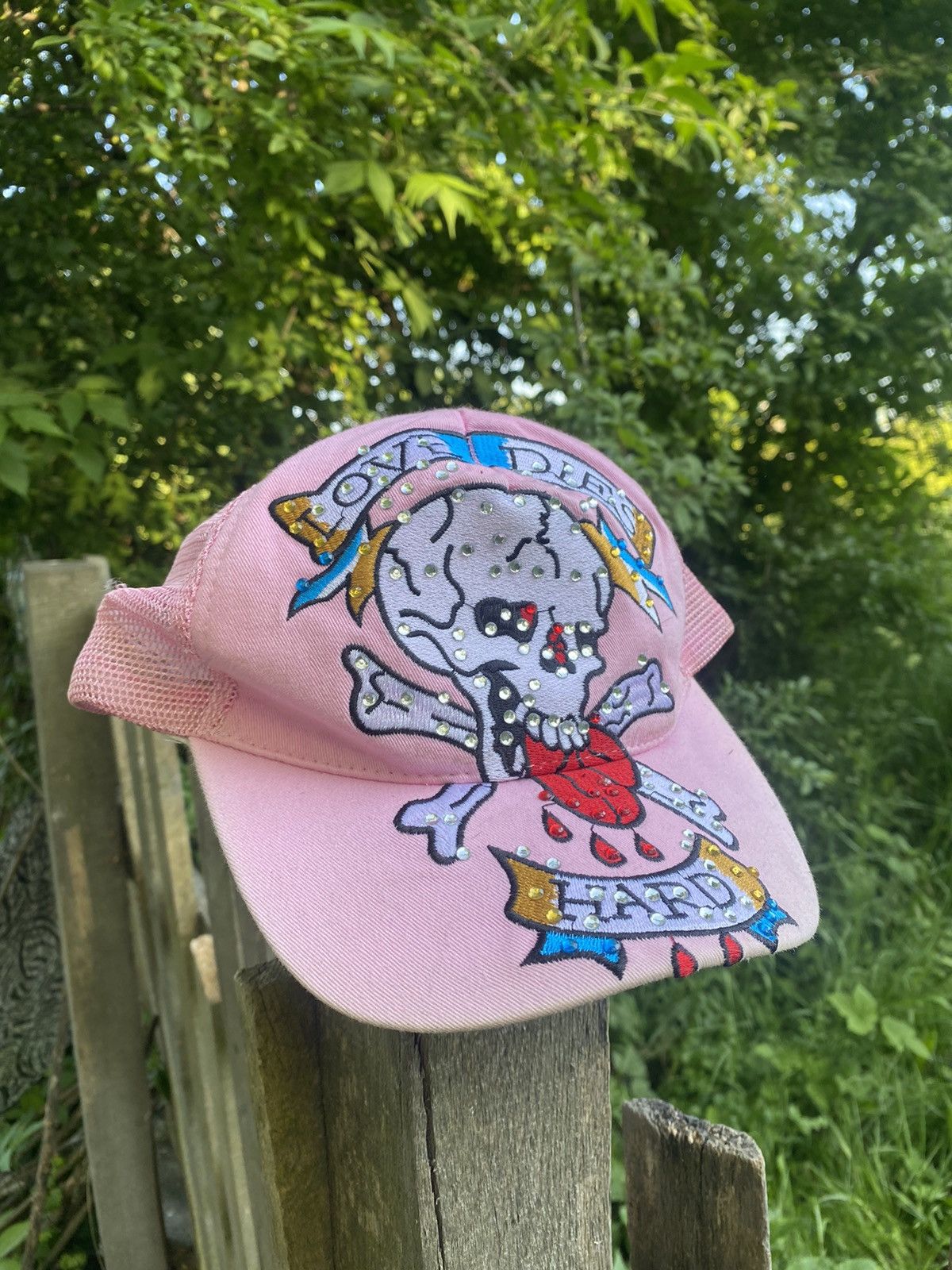 Luxury × Streetwear Pink lux cap hat like ed hardy love dies hard | Grailed