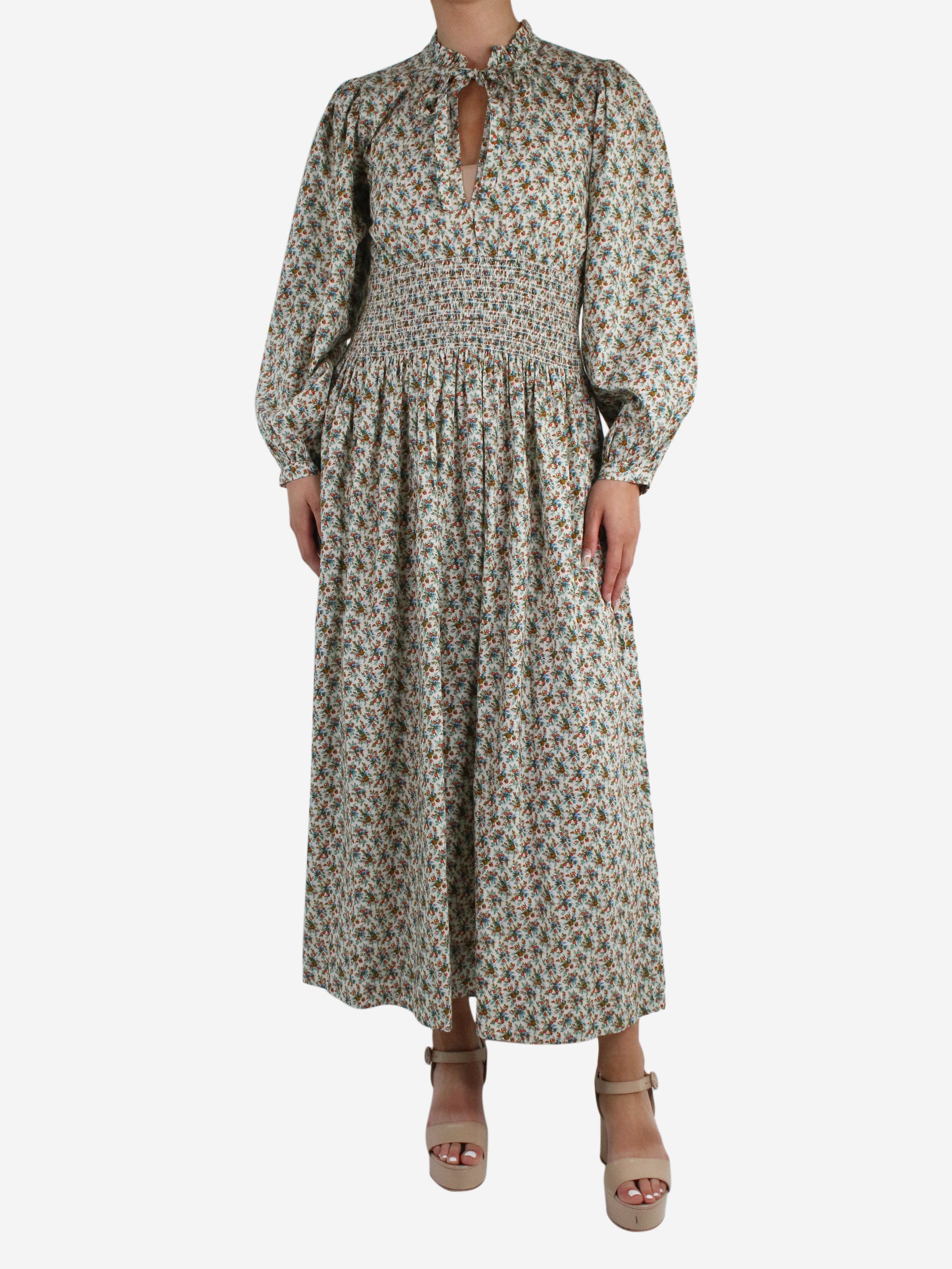 Doen Multicoloured floral puff-sleeve midi dress - size S | Grailed
