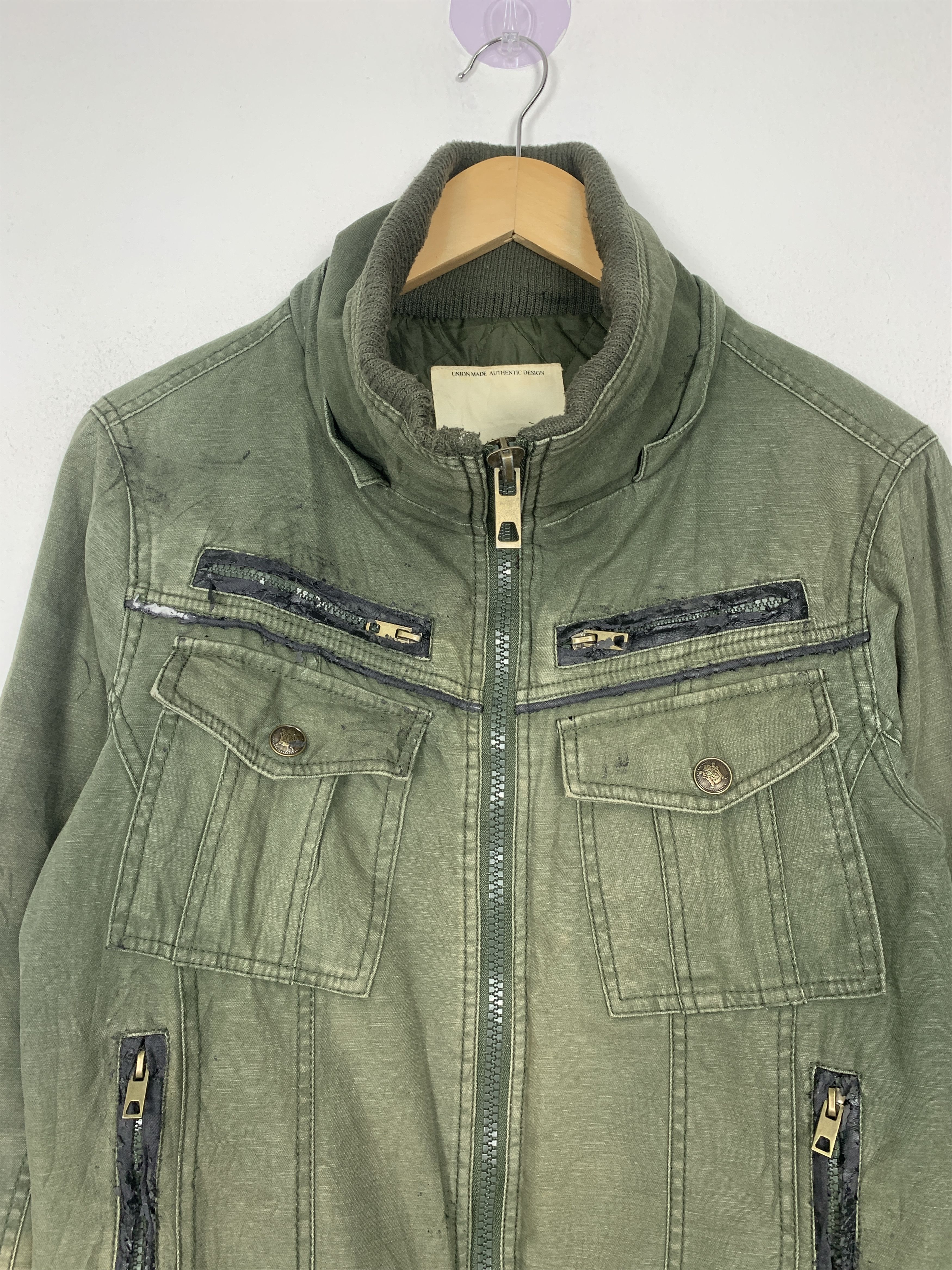 Military × Vintage Vintage UNION MADE Military Broken Zip Quilted ...