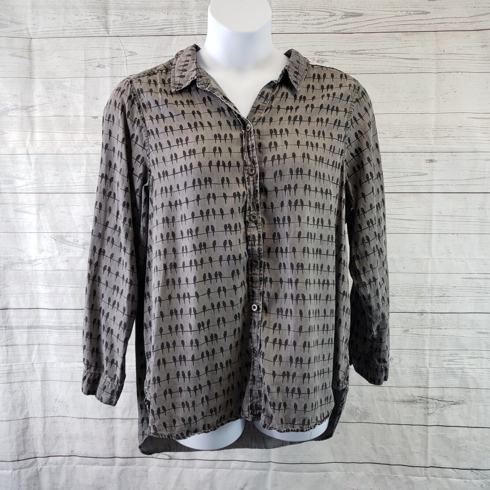 Vintage Jane and Delancey Womens Button Front Shirt Sz 1X Gray Black ...