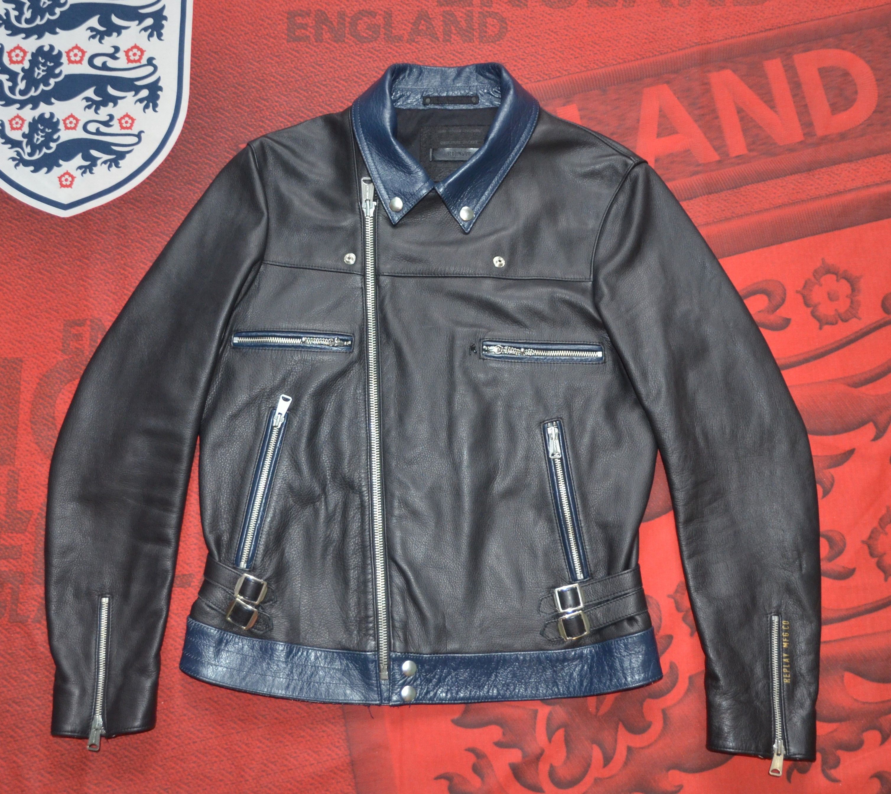 Replay Replay MFG. CO Mens Leather Jacket Moto Bike Style Size M-L ...