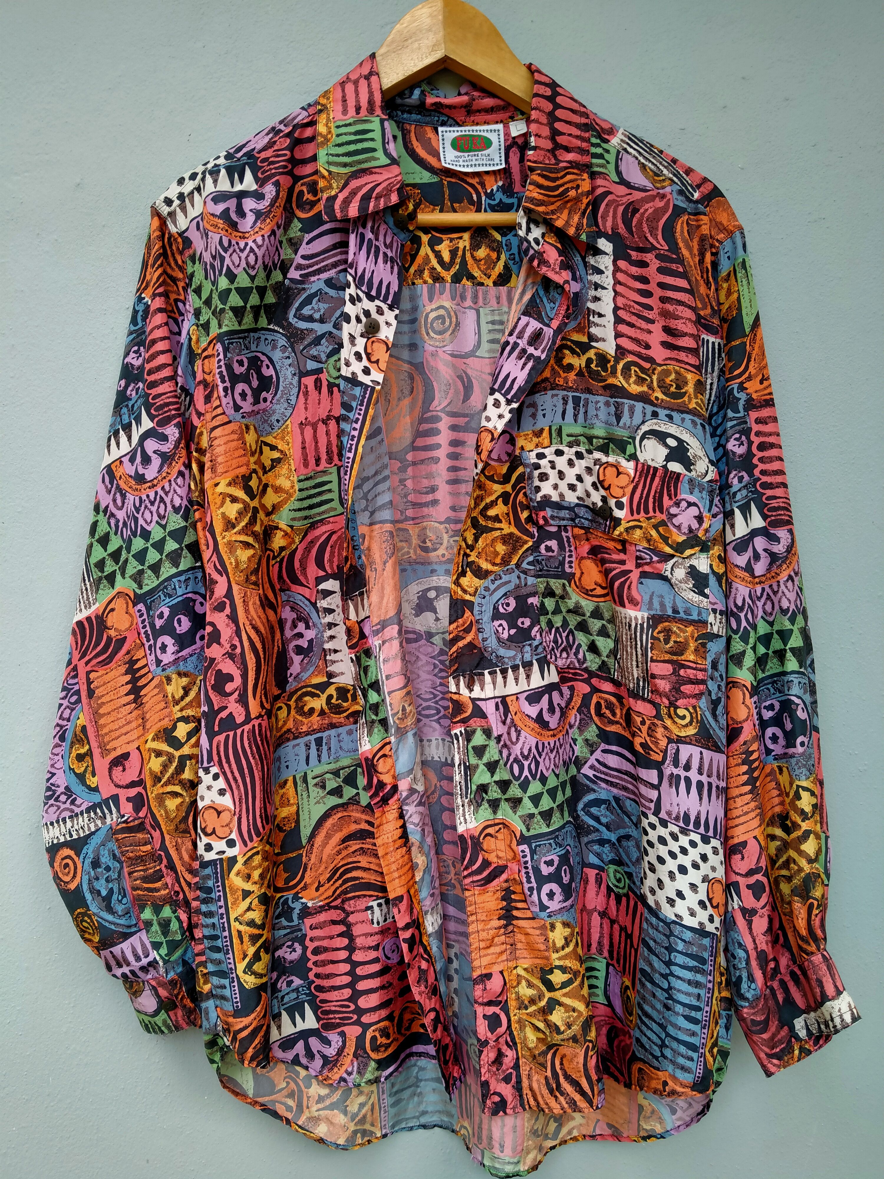 Japanese Brand Vintage FUKA Psychedelic Art Pure Silk | Grailed