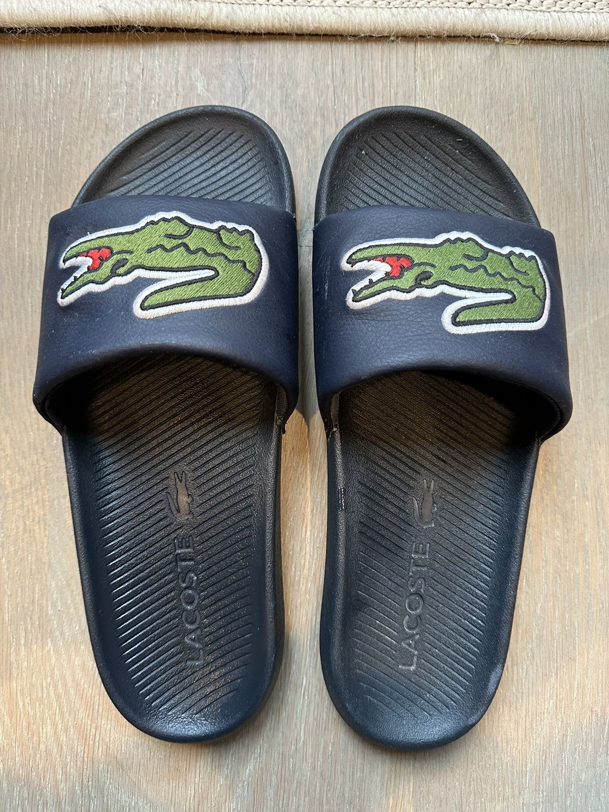 Lacoste Lacoste Navy Slides | Grailed