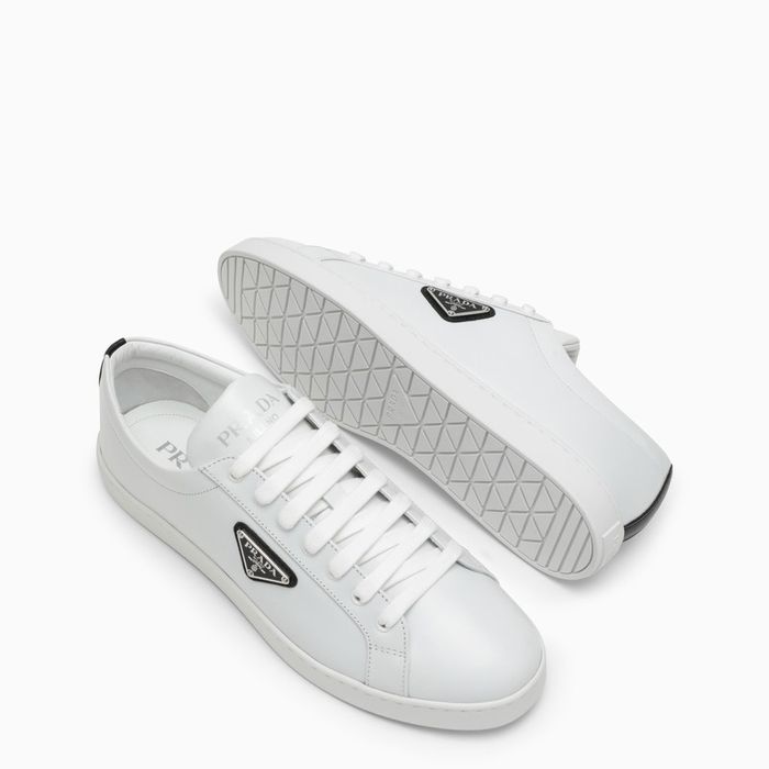 Prada Prada White Brushed Leather Trainer | Grailed