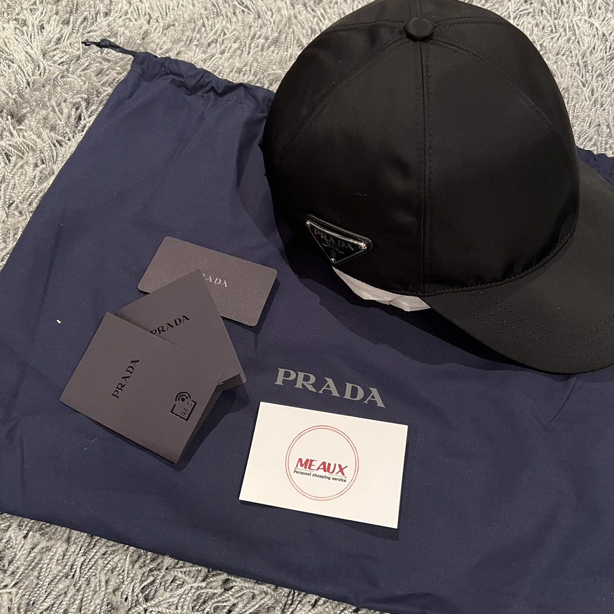Prada Prada re-nylon cap hat baseball black BNWT M logo triangle | Grailed