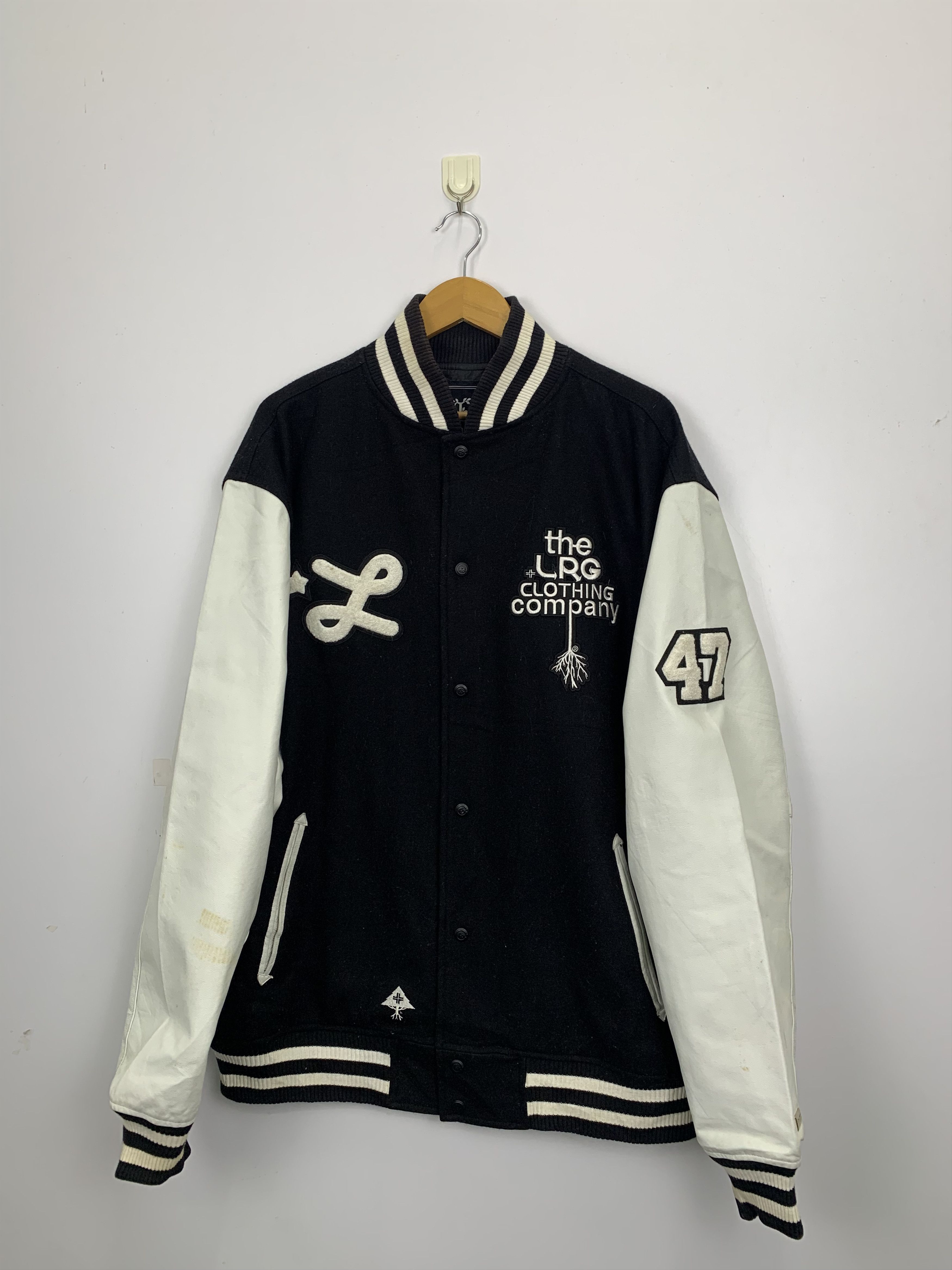 LRG × Varsity Jacket × Vintage Vintage LRG Wool Sleeve Leather Varsity ...