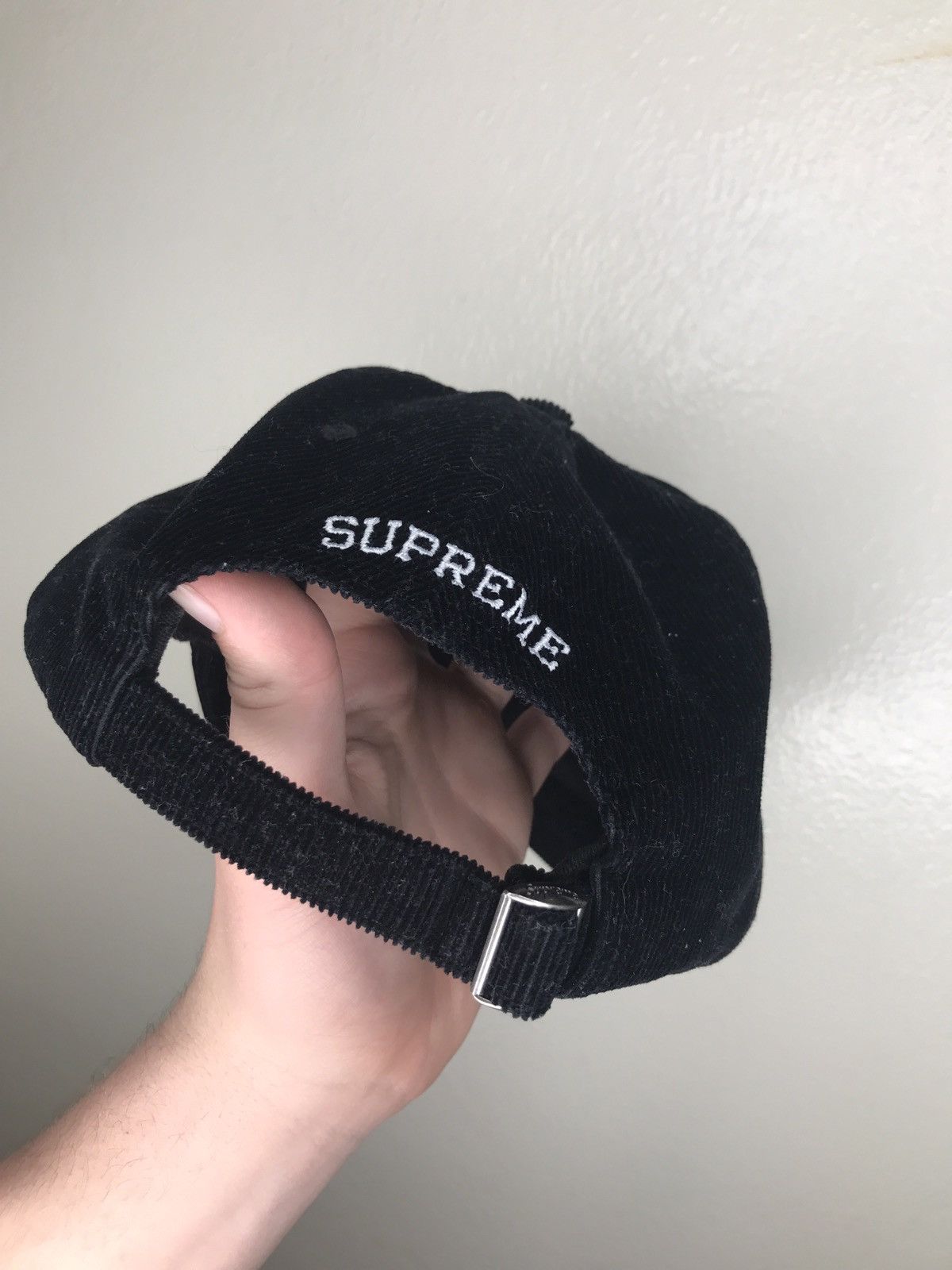 Supreme Supreme S-Logo Corduroy Black 6-Panel Fine Wale Hat SS21 | Grailed