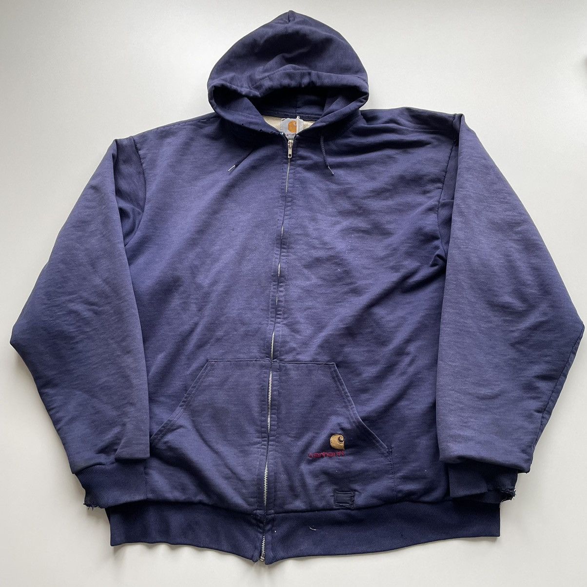 Vintage Vintage 1990s Carhartt Thermal Lined Faded Zip Up Hoodie XXL ...