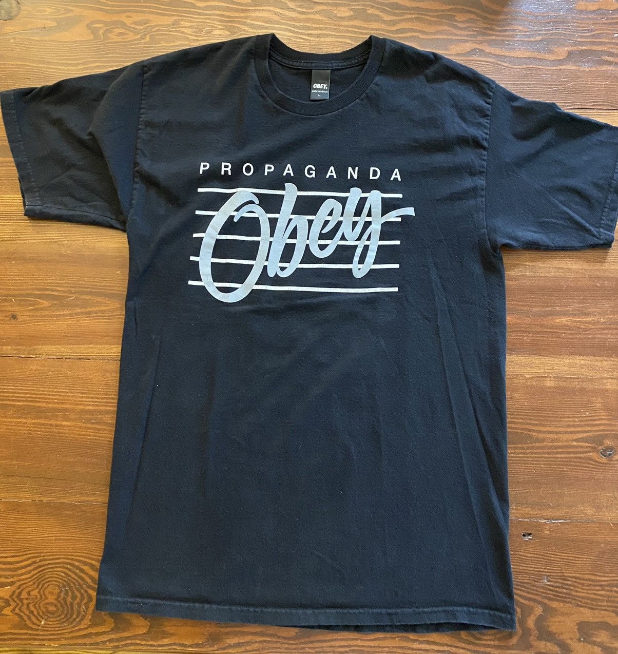 Obey Obey Propaganda Spell Out Big Image Tee | Grailed