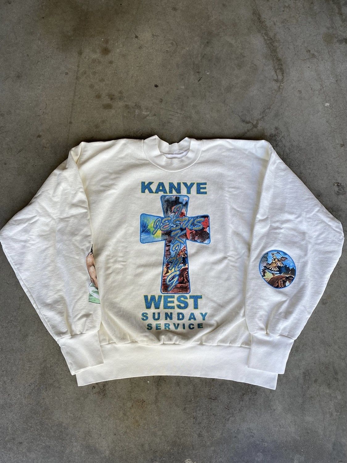 Kanye West DS AWGE JIK Jesus Is King Cross Crewneck Sweatshirt Merch ...