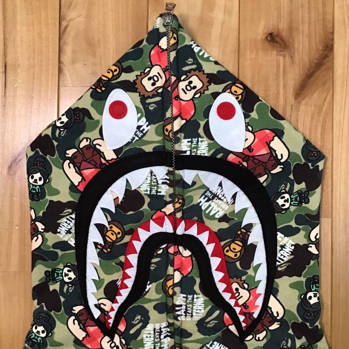 Bape × Disney Ralph Breaks the Internet BAPE camo Shark full zip hoodie ...