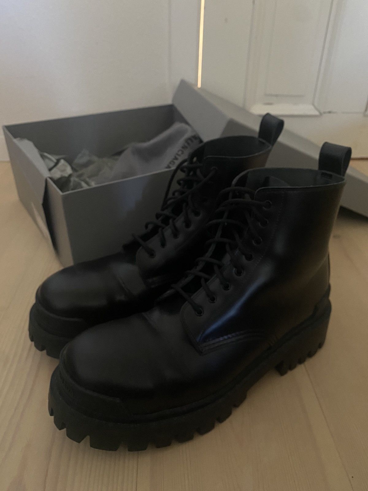 Balenciaga Balenciaga Strike Combat Leather Boots | Grailed