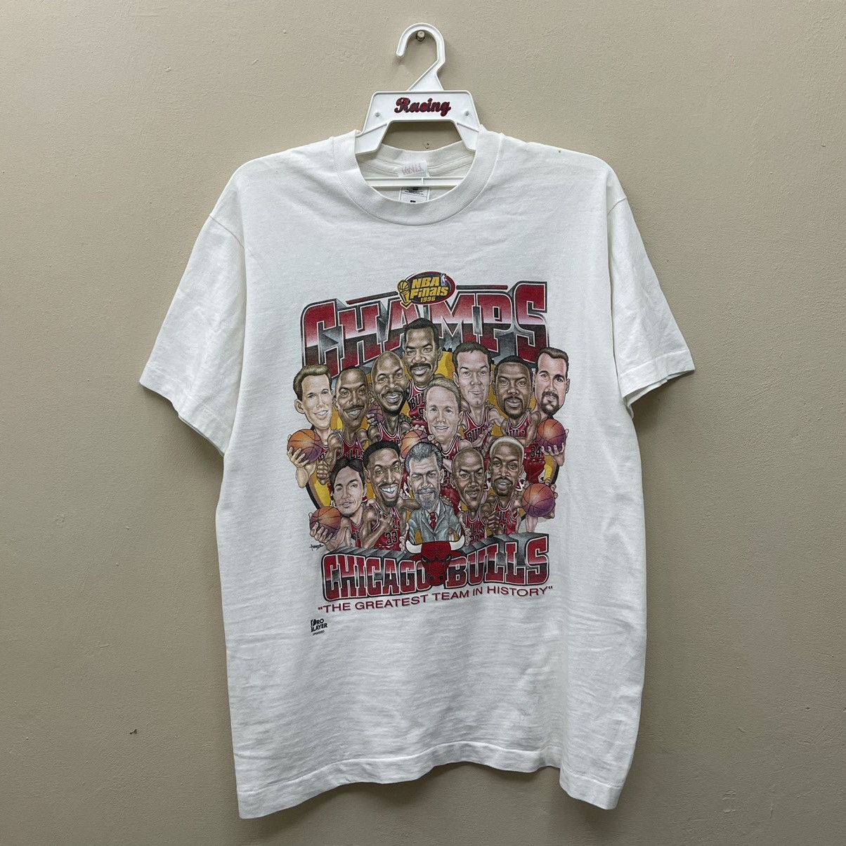 NBA × Pro Player Vintage Chicago Bulls Team Caricatures Tee Shirt | Grailed