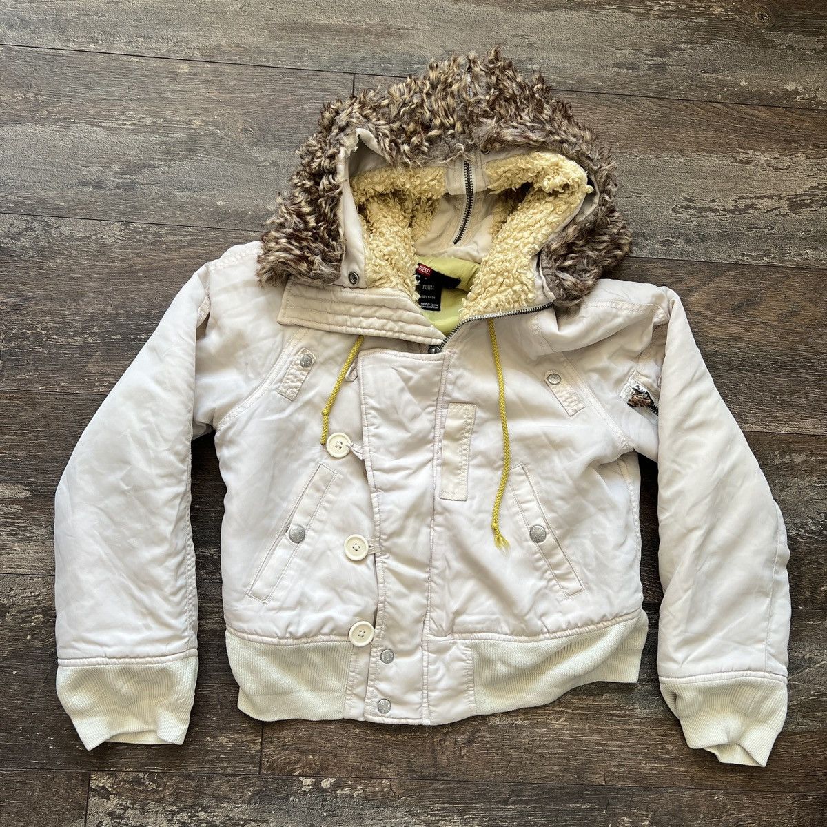 Diesel Y2K Diesel Transformer Hood Fur Jacket 2000s Coat Bomber | Grailed