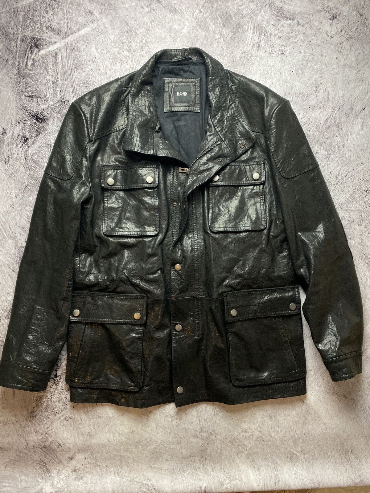 Hugo Boss Hugo Boss motorcycle biker lamb leather racing jacket | Grailed