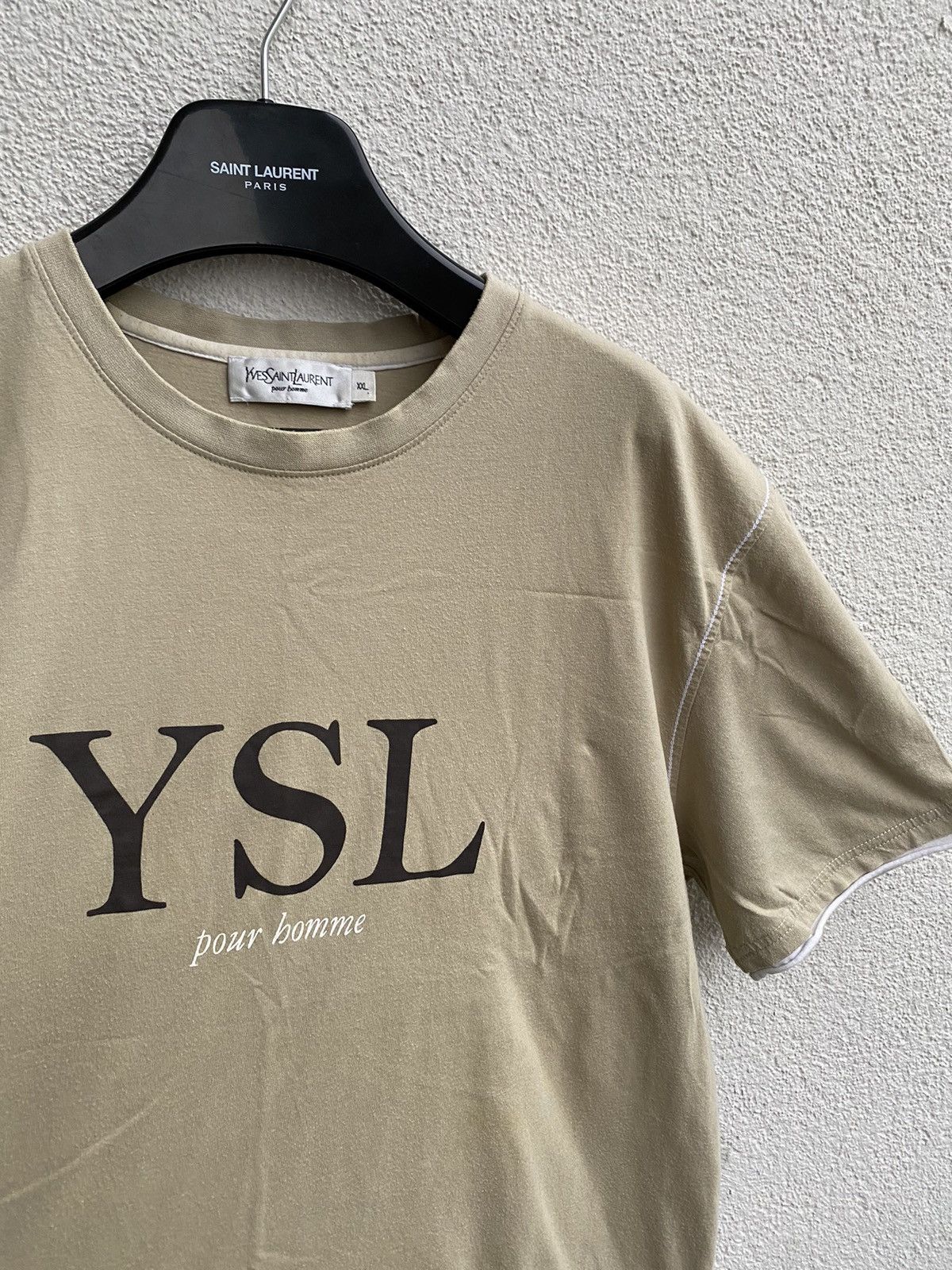 Vintage Beige YSL T-shirt Big Logo YSL Shirt | Grailed
