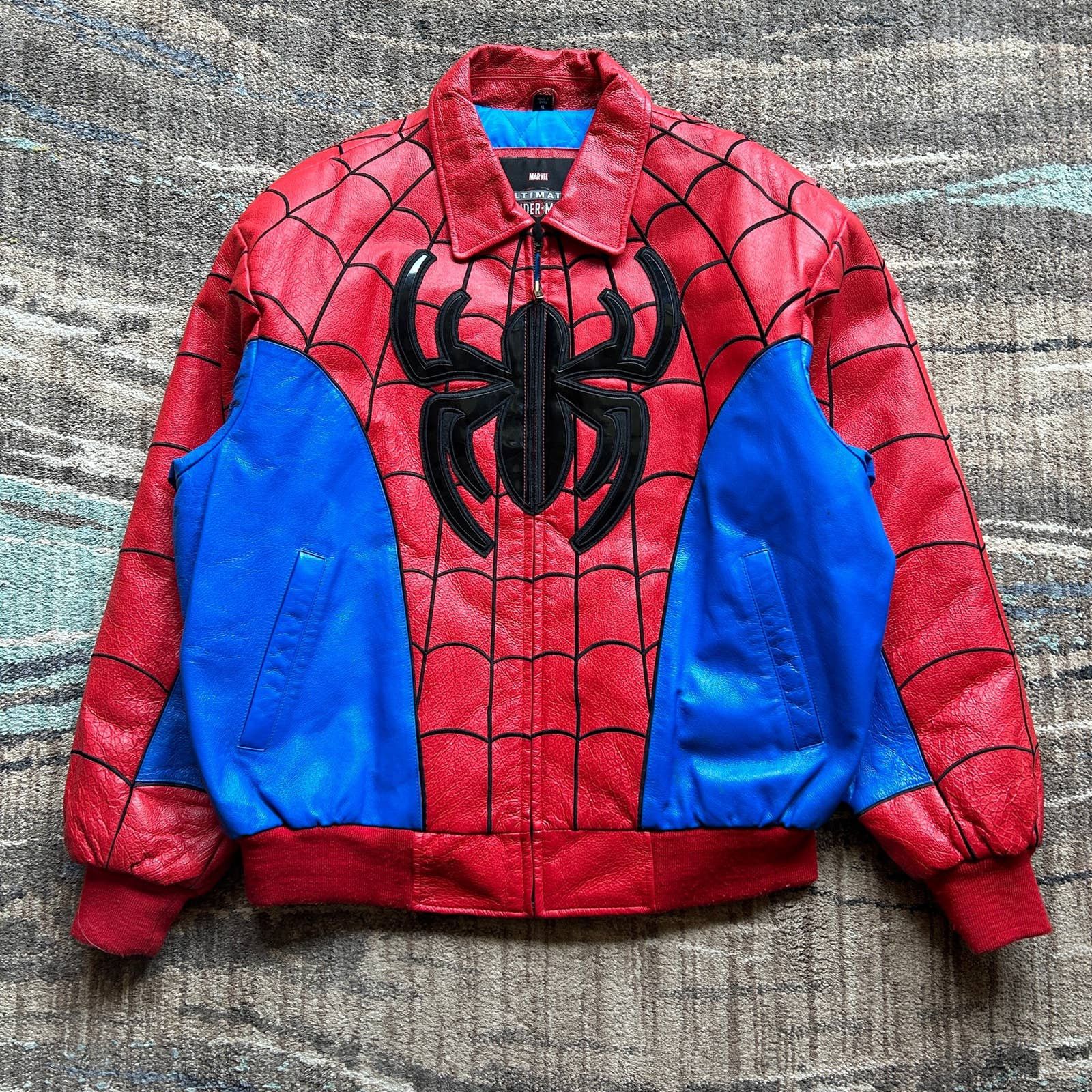 Marvel Comics Vintage Marvel Ultimate Spider-Man Leather Bomber Jacket ...