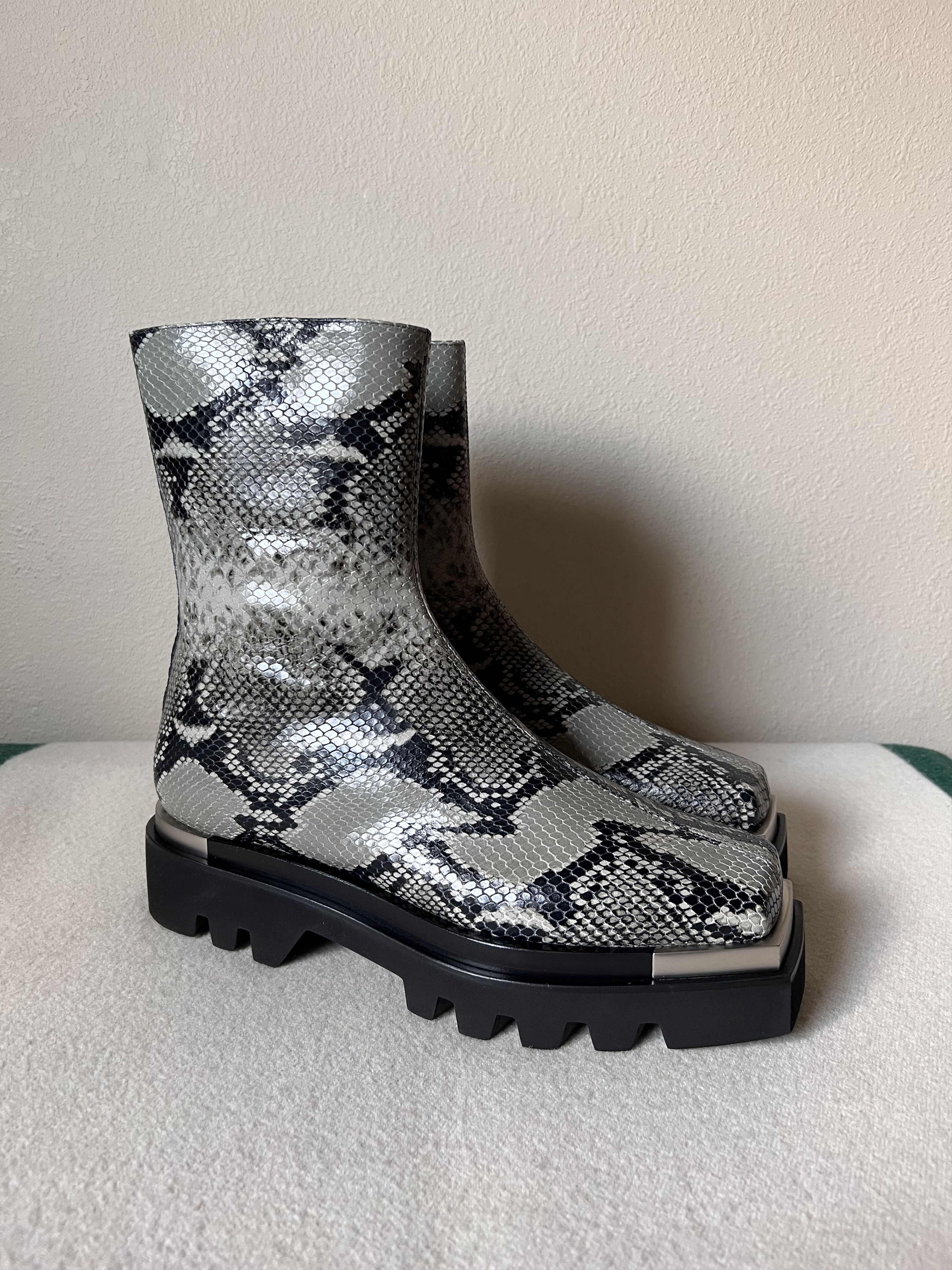Peter Do Peter Do Combat Boot with Metal Tips in Grey Python | Grailed