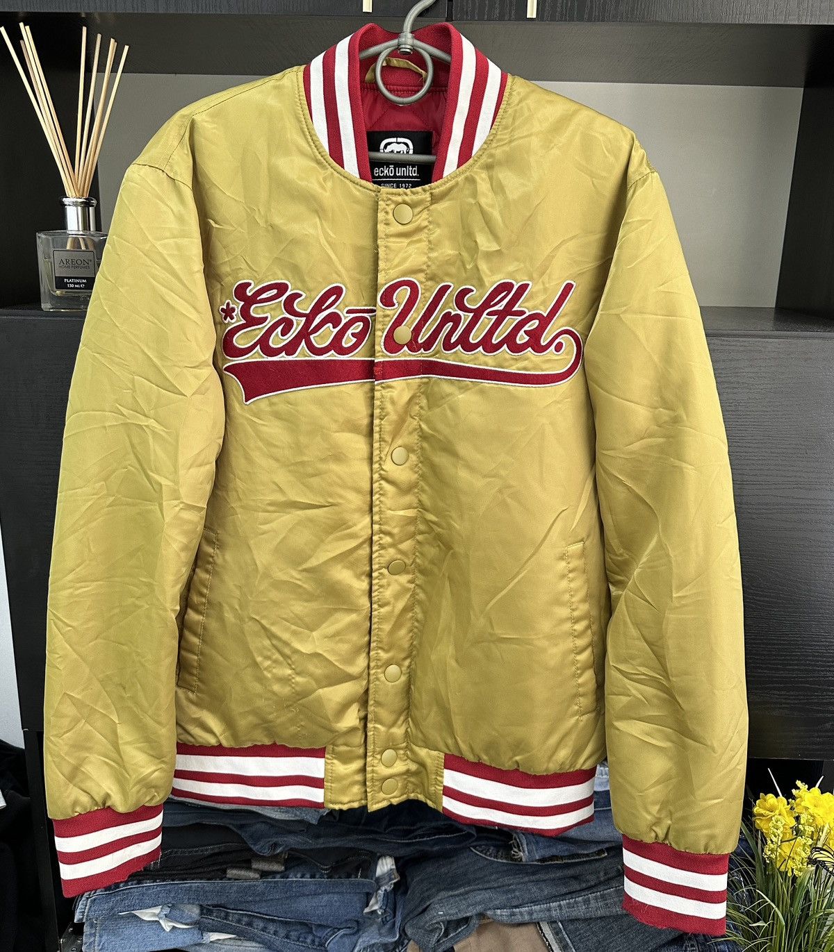 Ecko Unltd. Vintage Ecko Unltd. Rare Gold Bomber Jacket Japan Style ...