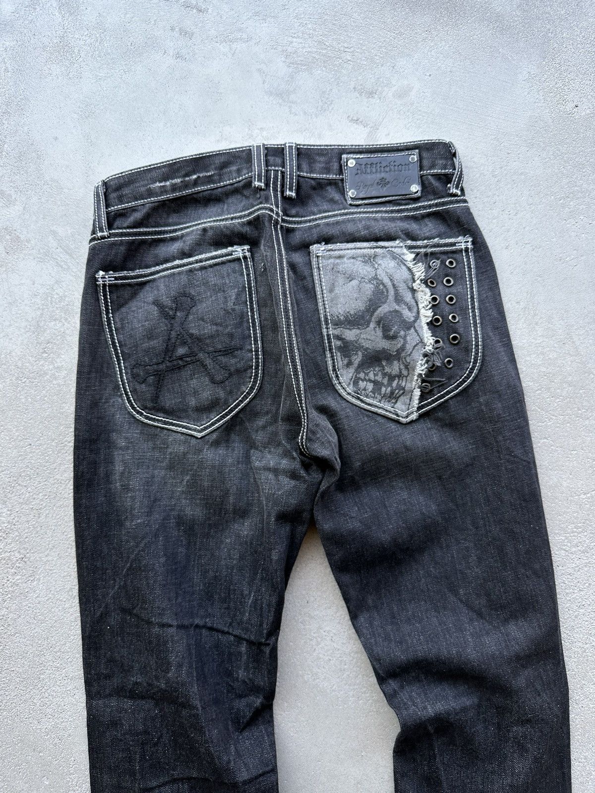 Affliction × Leather Jacket 💀 AFFLICTION Drip Skull pants | Grailed