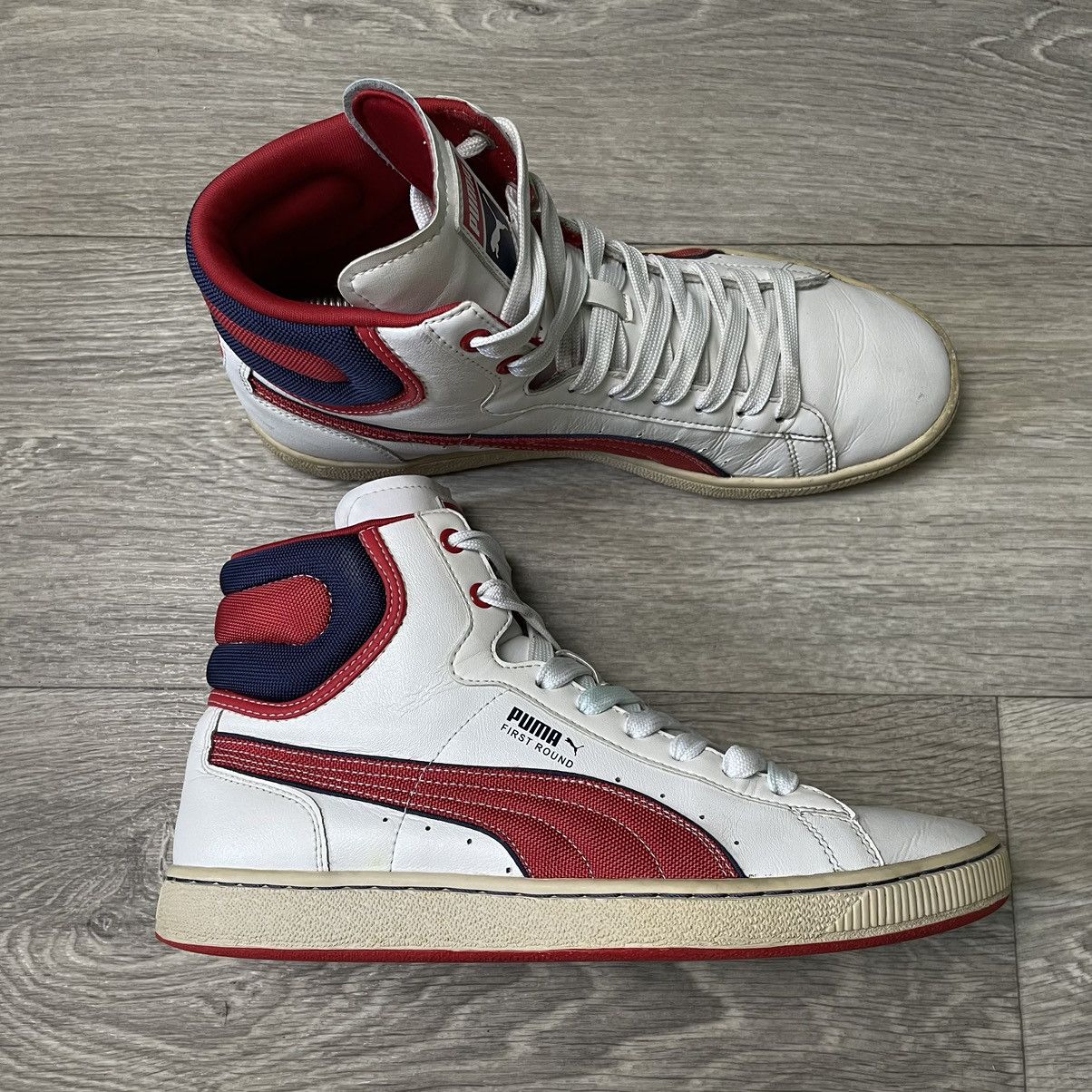 Puma × Vintage Puma First Round Leather Sneakers Vintage Size 43 28 CM ...