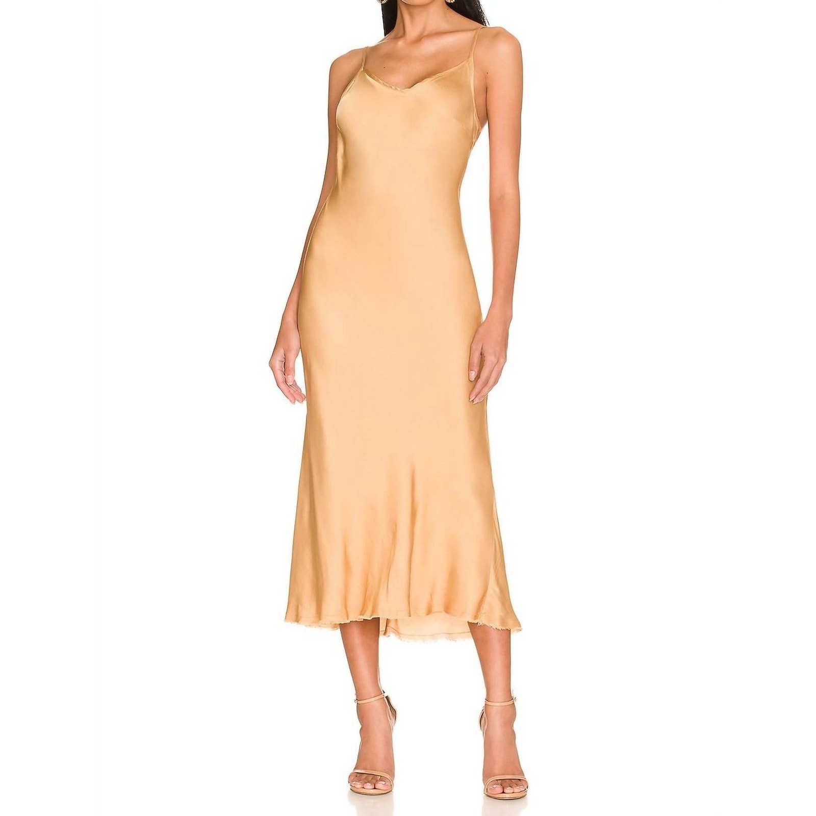 Nation Ltd Sofia Sateen Bias Cut Slip Dress In Fort Knox Grailed
