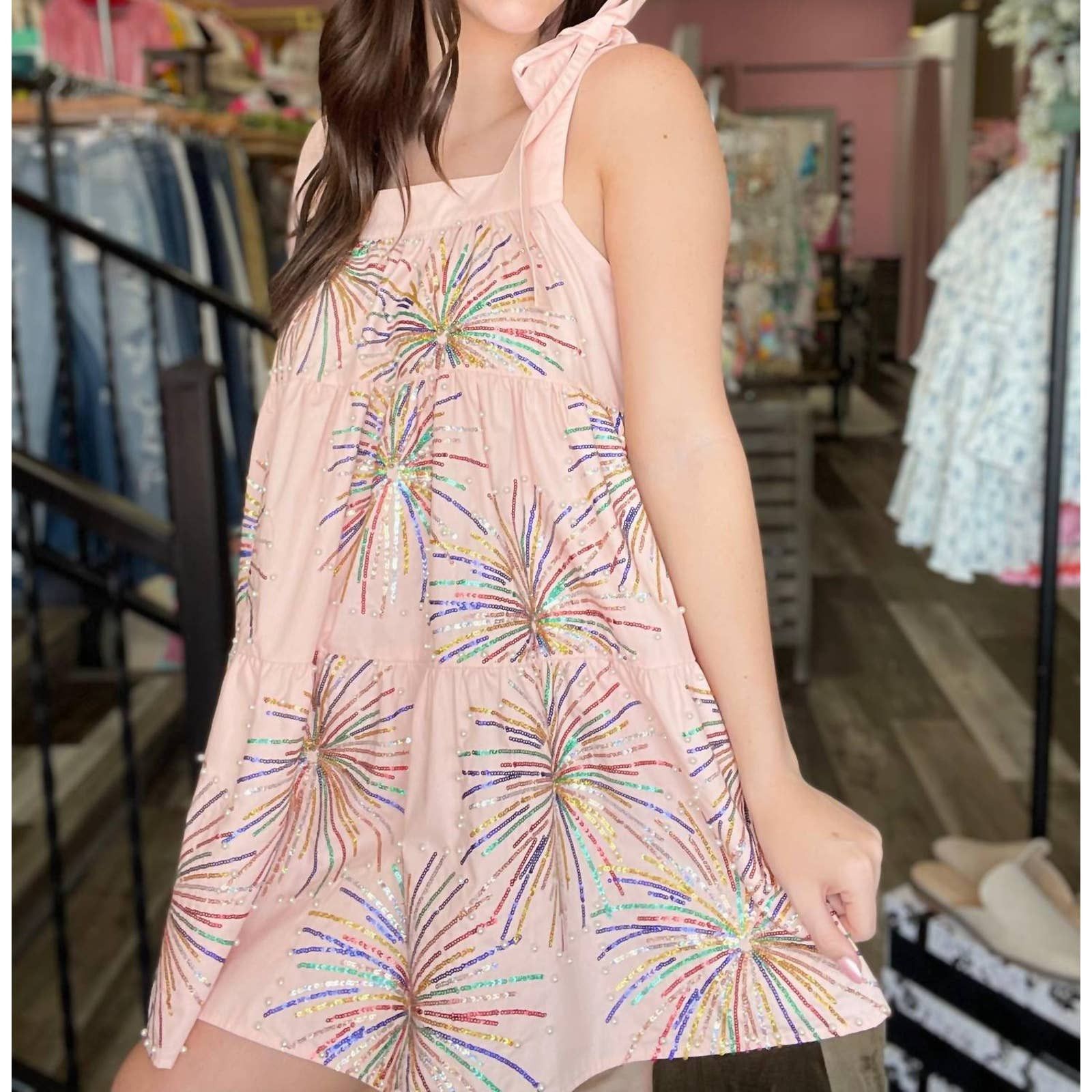 Designer QUEEN OF SPARKLES Firework Tie Dress In Pink | Grailed