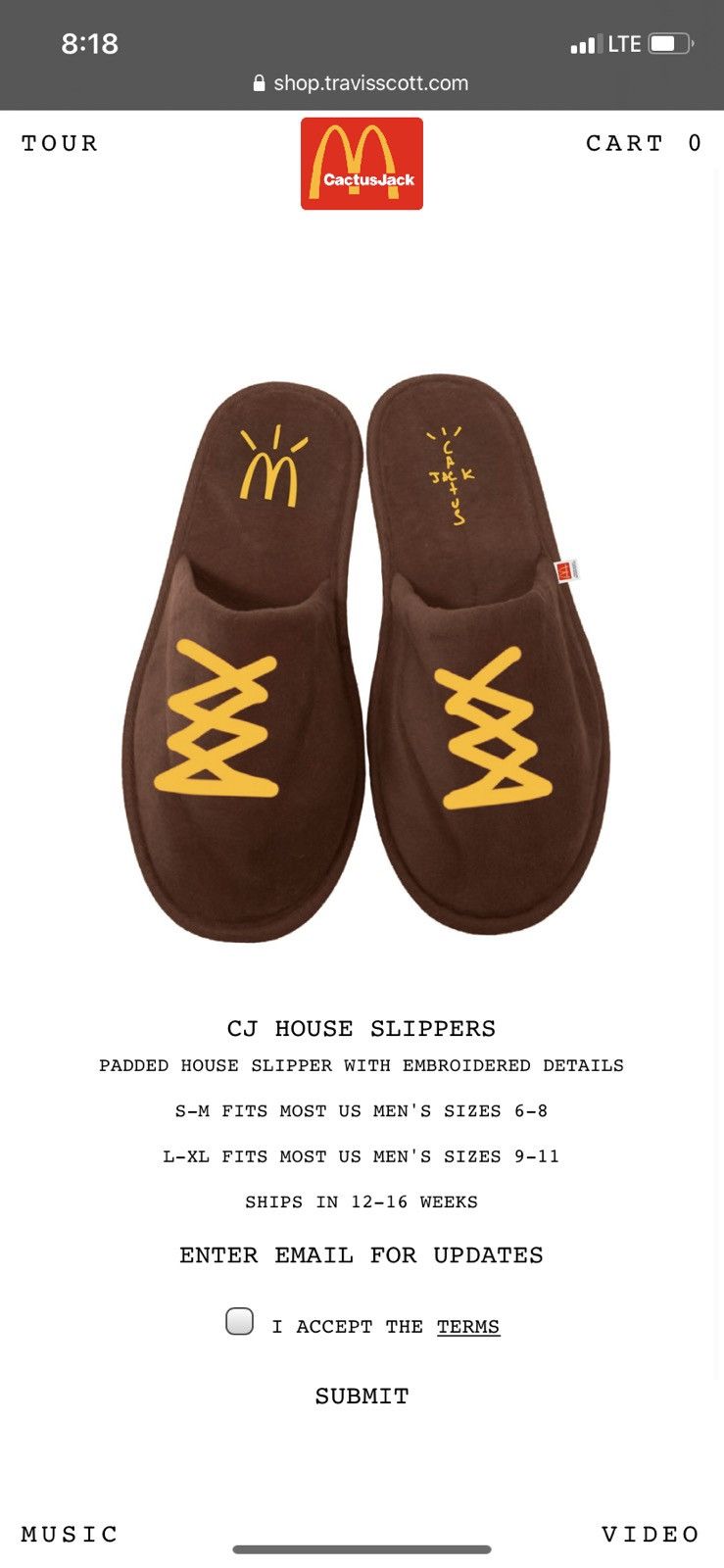 Travis Scott 9-11 L-XL Travis Scott McDonalds CJ House Slippers Tee ...