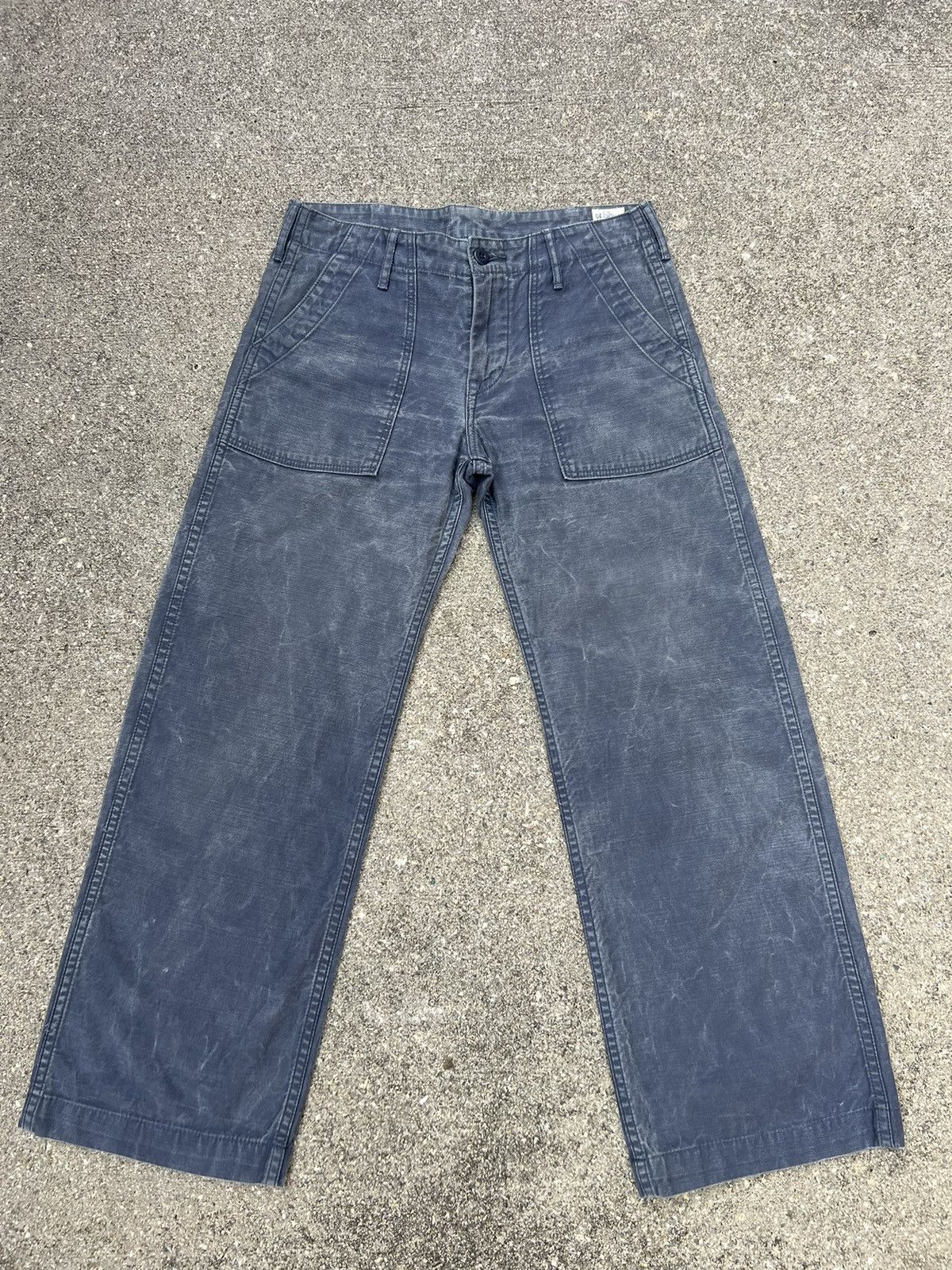 Military × Orslow Orslow Japan Sun Fade Navy Blue Crop Fatigue Pant ...