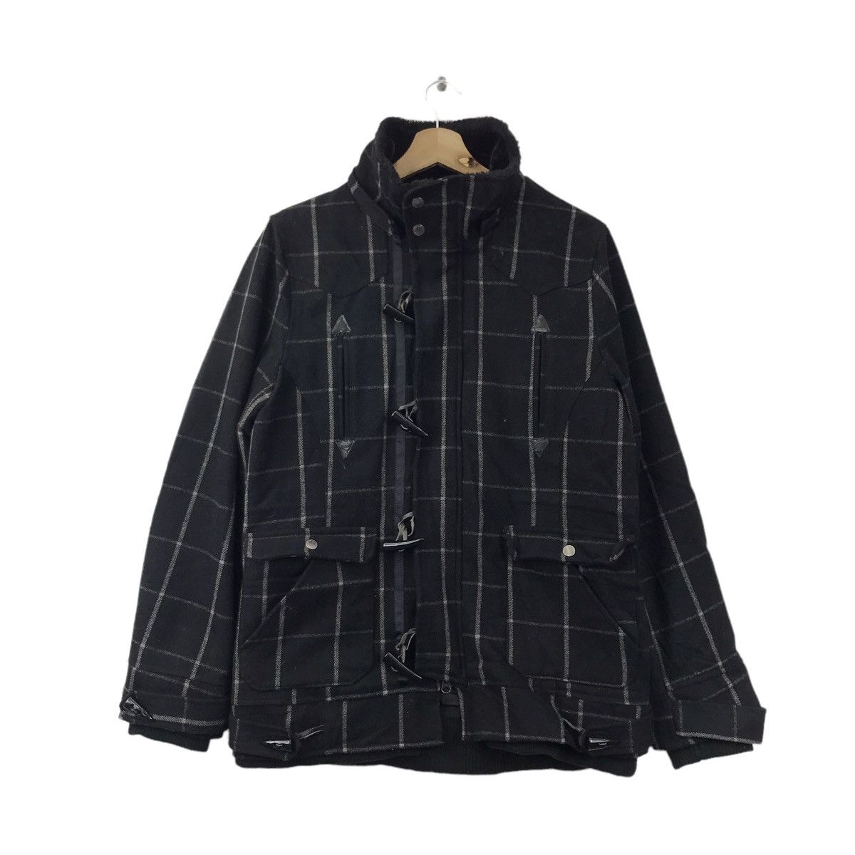 Vintage SEMANTIC DESIGN Japanese Brand Multi Pocket Check DuffleCoat ...