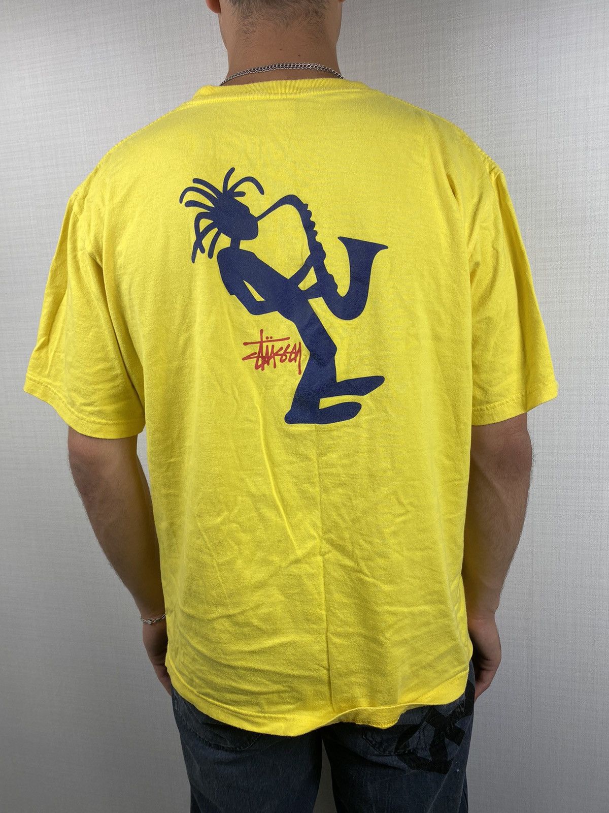 Vintage Stussy Outdoor 90s Jazz Man Saxophone Vintage T Shirt Logo ...