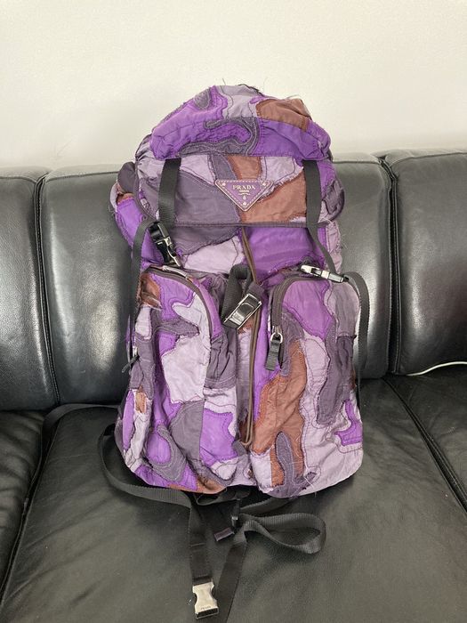 Prada Vintage Purple Camo Big Backpack | Grailed