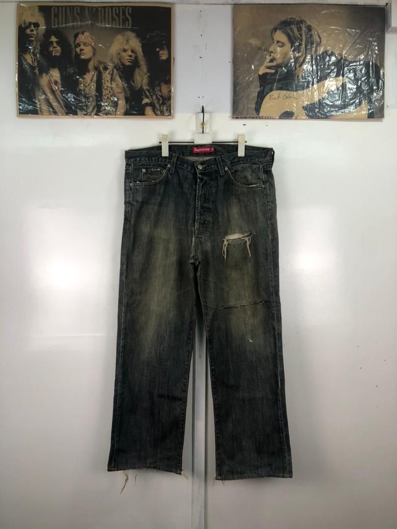 Supreme Rare🔥 Vintage Supreme Denim Jeans Distressed | Grailed
