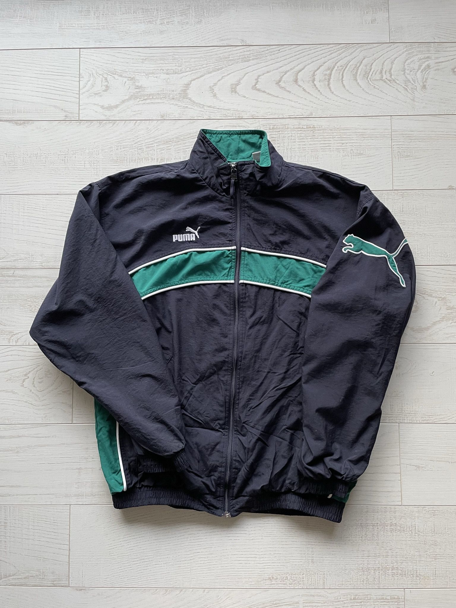 Puma × Streetwear × Vintage Vintage 90s Puma Big Logo Light Jacket | Grailed