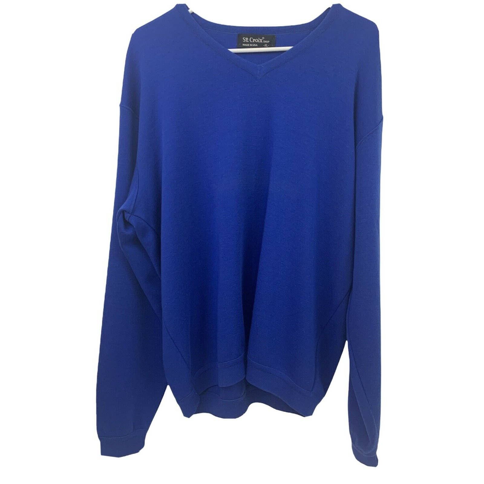 St. Croix VTG St. Croix Shop Men's Blue Thin Wool V-Neck Sweater XL ...