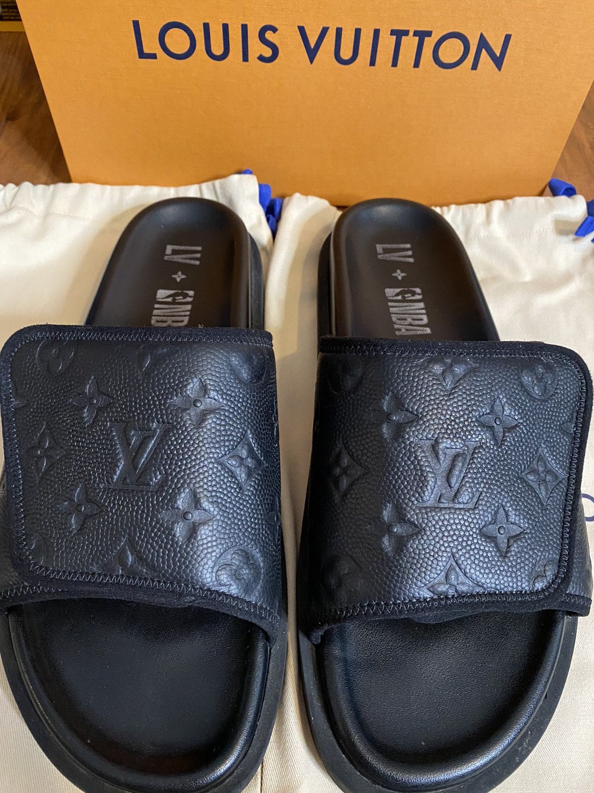 Louis Vuitton × NBA Louis Vuitton X NBA Slides (LV Slides) | Grailed