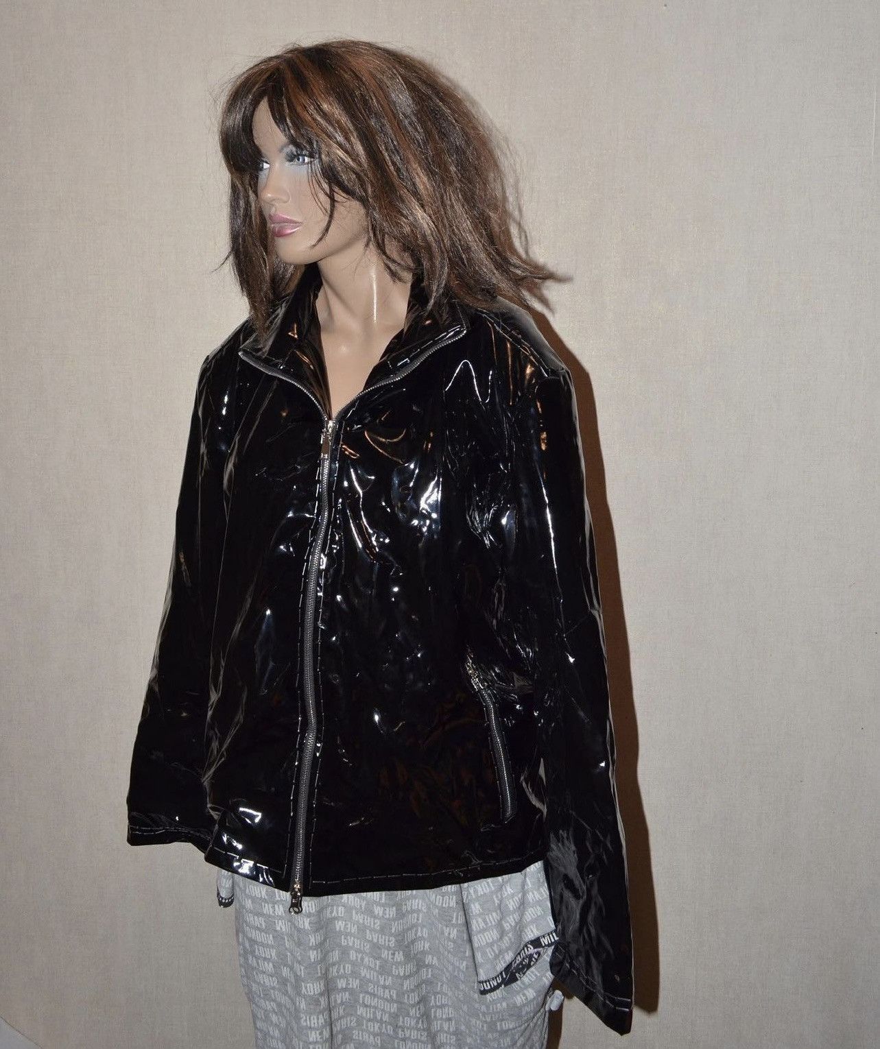 Designer Designer Jacket Vinyl with metal staples decorated 1:1 jpg ...