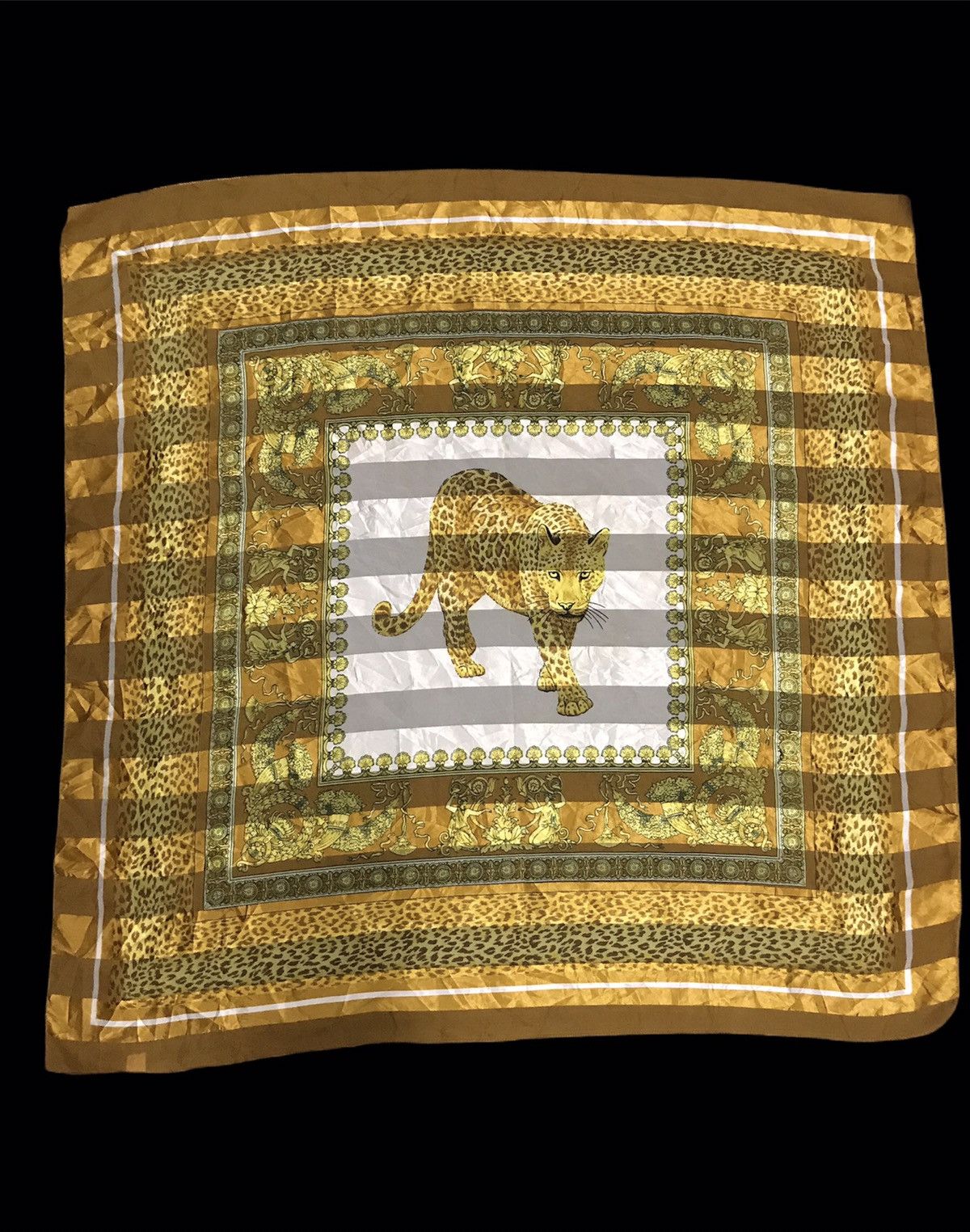 Vintage 90s Silk Scarf Big Cats Tiger Leopards Printed Animals | Grailed