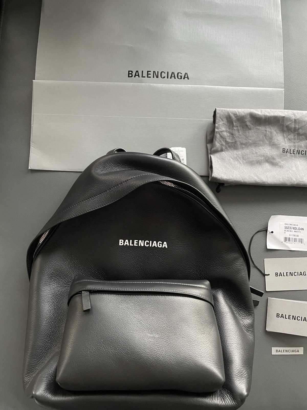 Balenciaga $2K Value Sold Out Balenciaga Logo Pure Leather Backpack ...