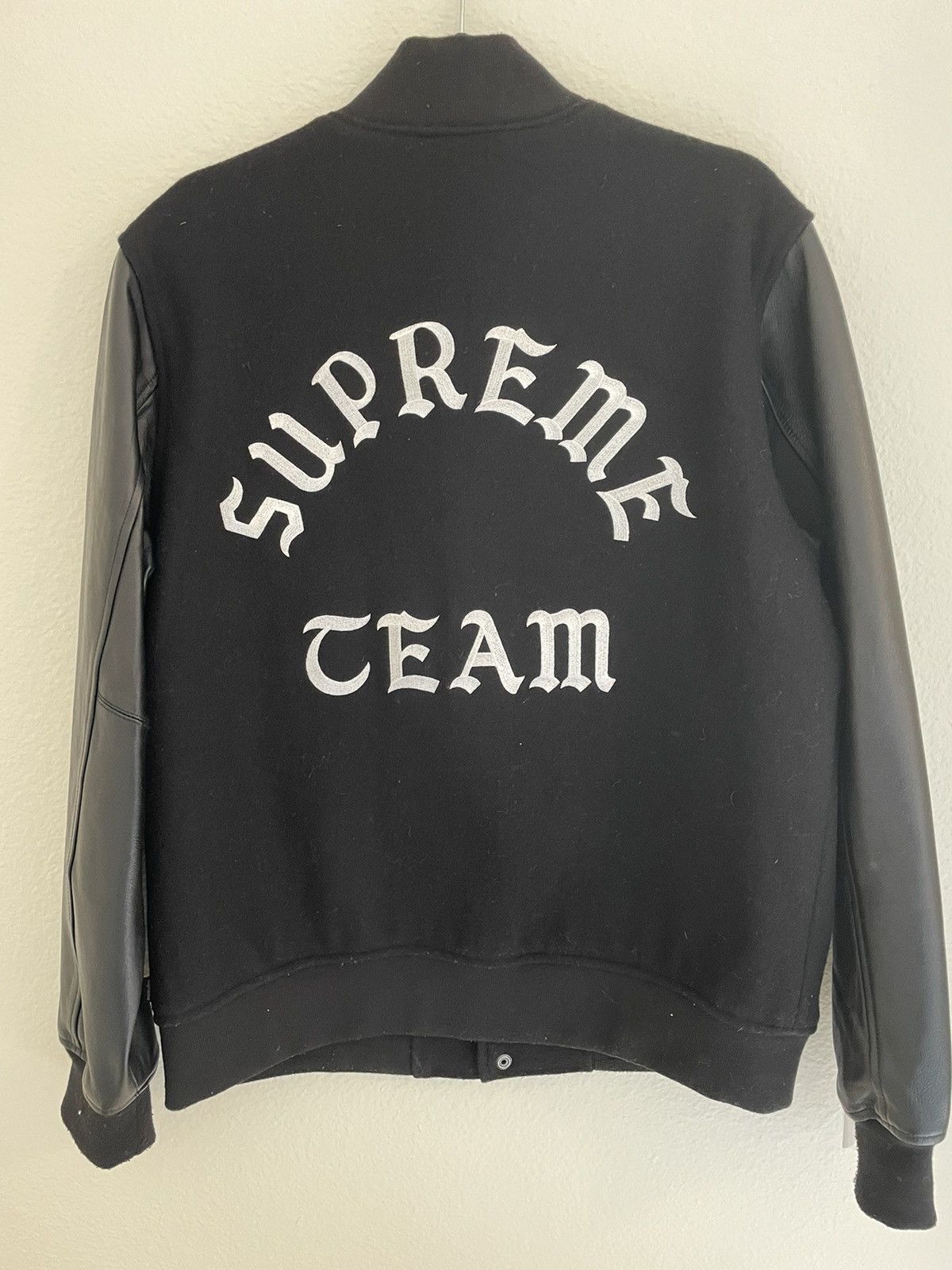 Supreme Rare Supreme FW15 Old English Leather Varsity Jacket | Grailed