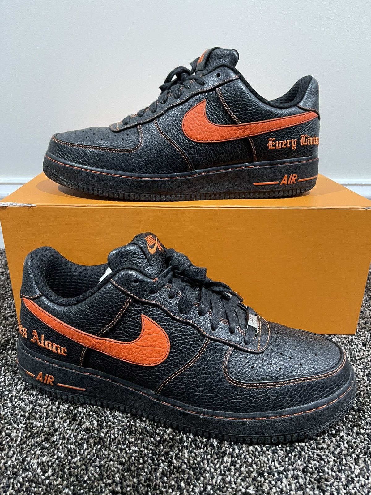 Nike × Vlone NikeLab Air Force 1 Low Vlone 2017 Black/Orange | Grailed