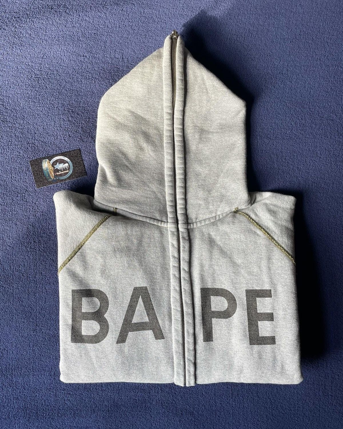 Bape Bape Grey Spellout/Green Camo Reversible Full ZIP Hoodie | Grailed