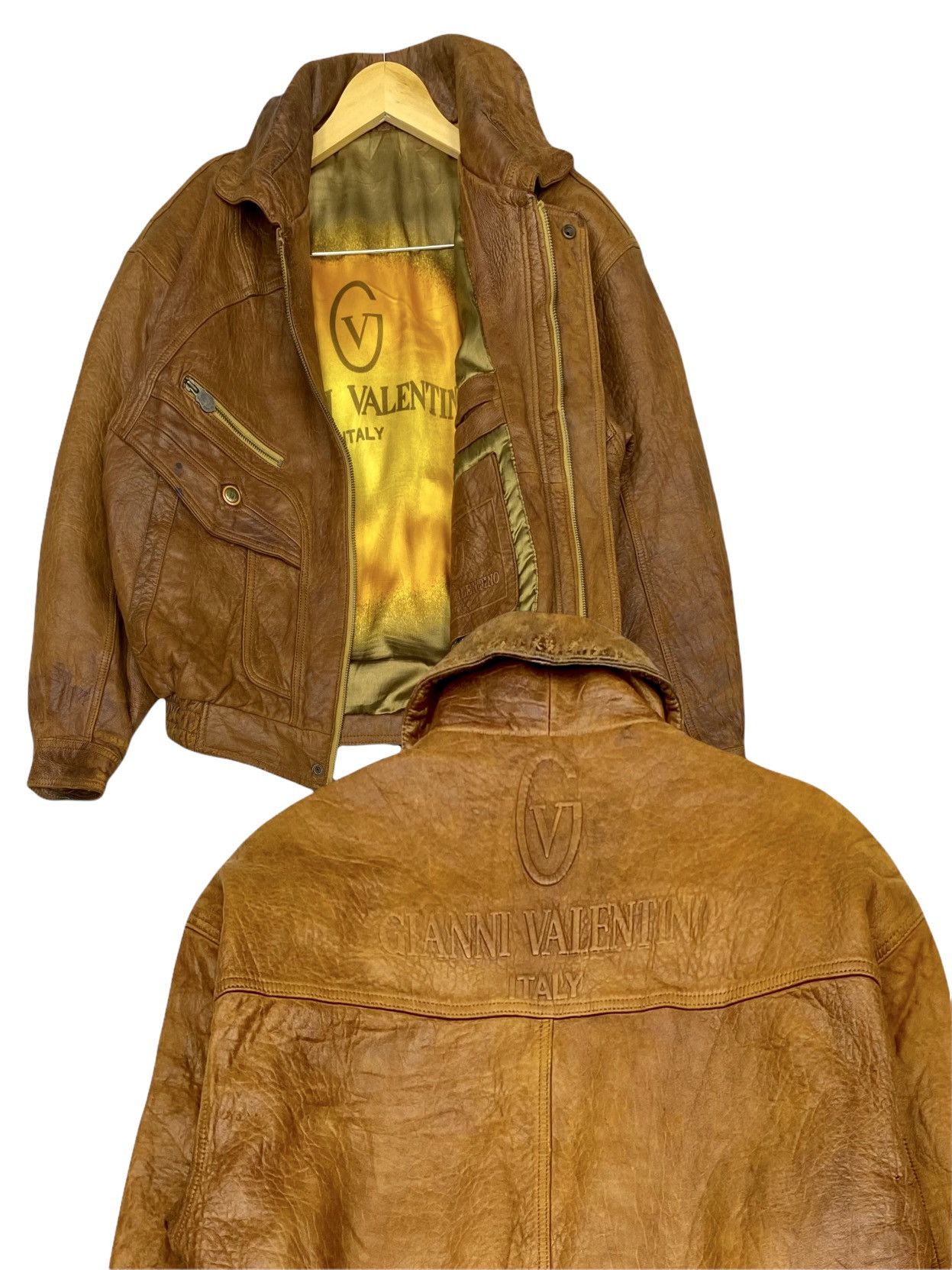 Valentino 🔥VINTAGE GIANNI VALENTINO BIG SPELLOUT LOGO LEATHER JACKET🔥 ...