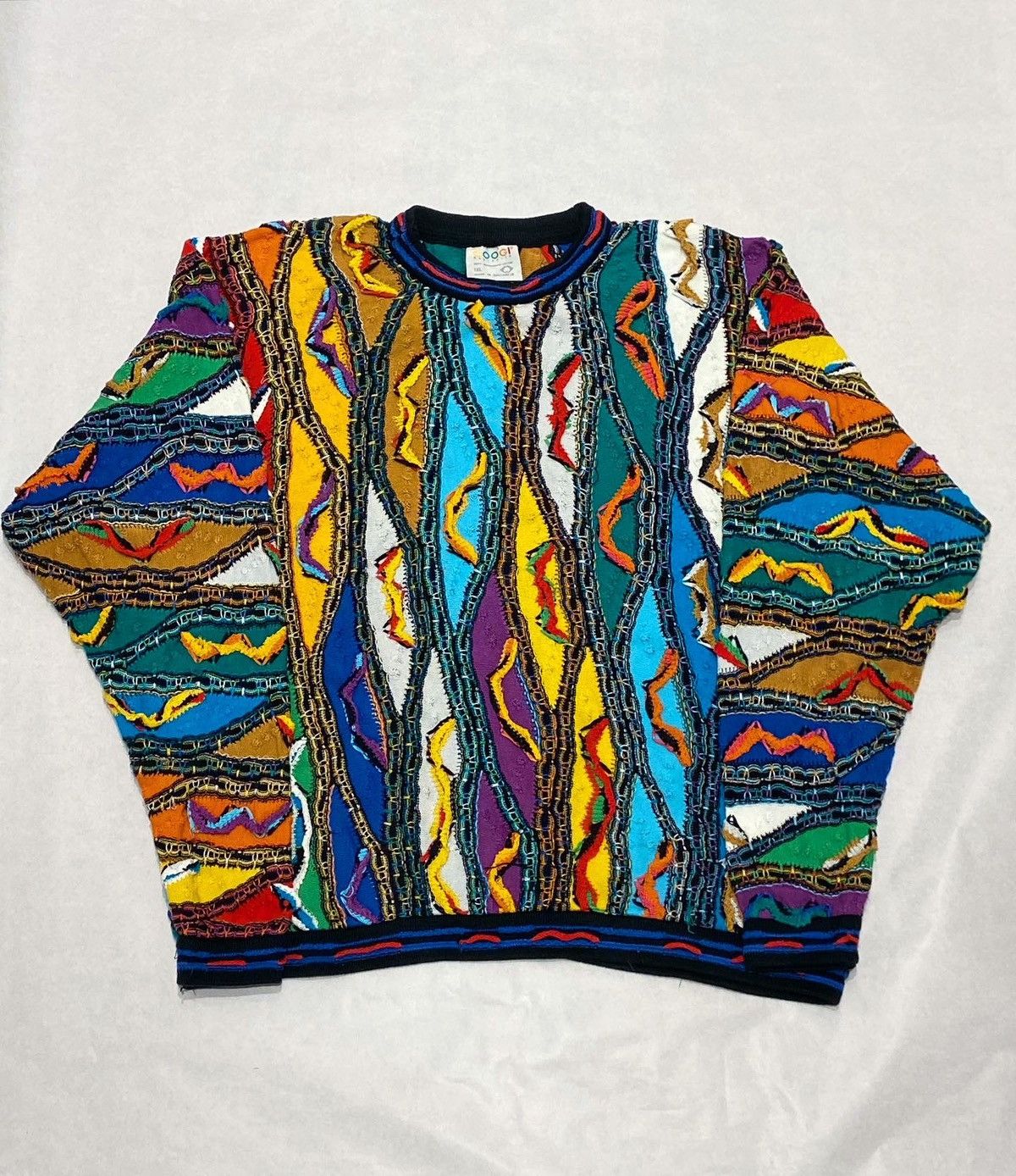 Coogi × Vintage Vintage 90s Coogi Australia Rainbow 3D Texture Sweater ...