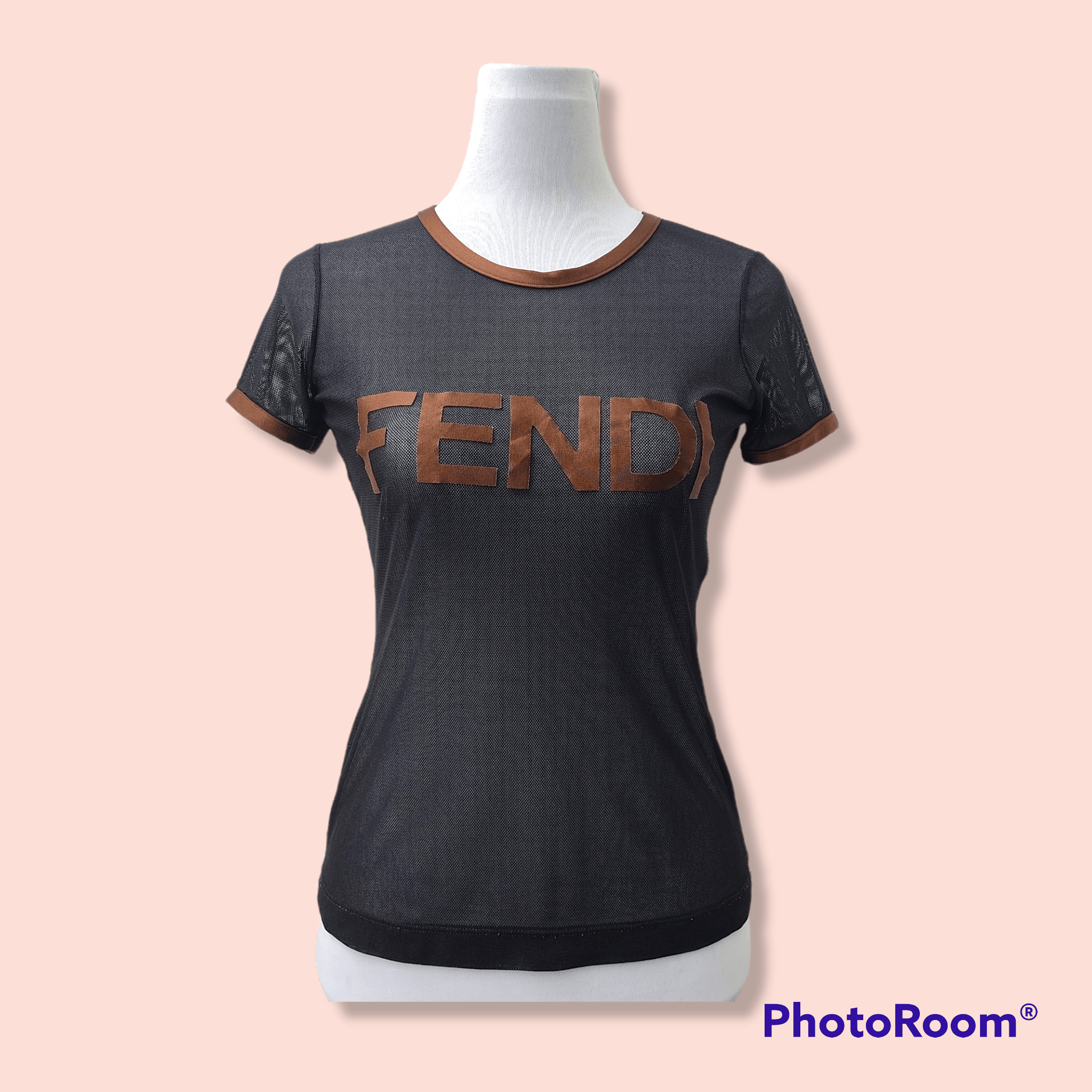 Fendi Fendi Big Brown Logo Mesh T-shirt | Grailed