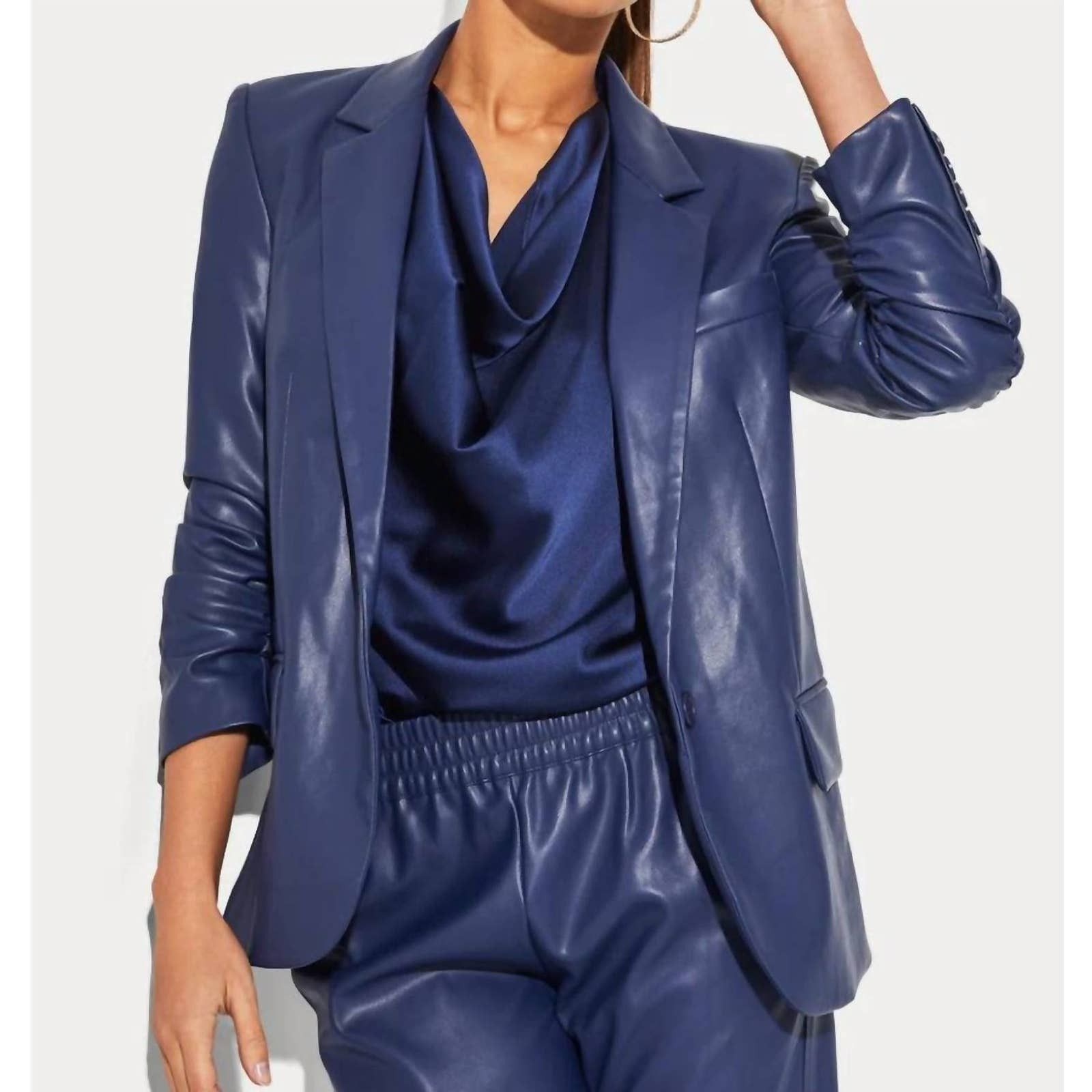 Generation Love Millie Vegan Leather Blazer In Navy | Grailed