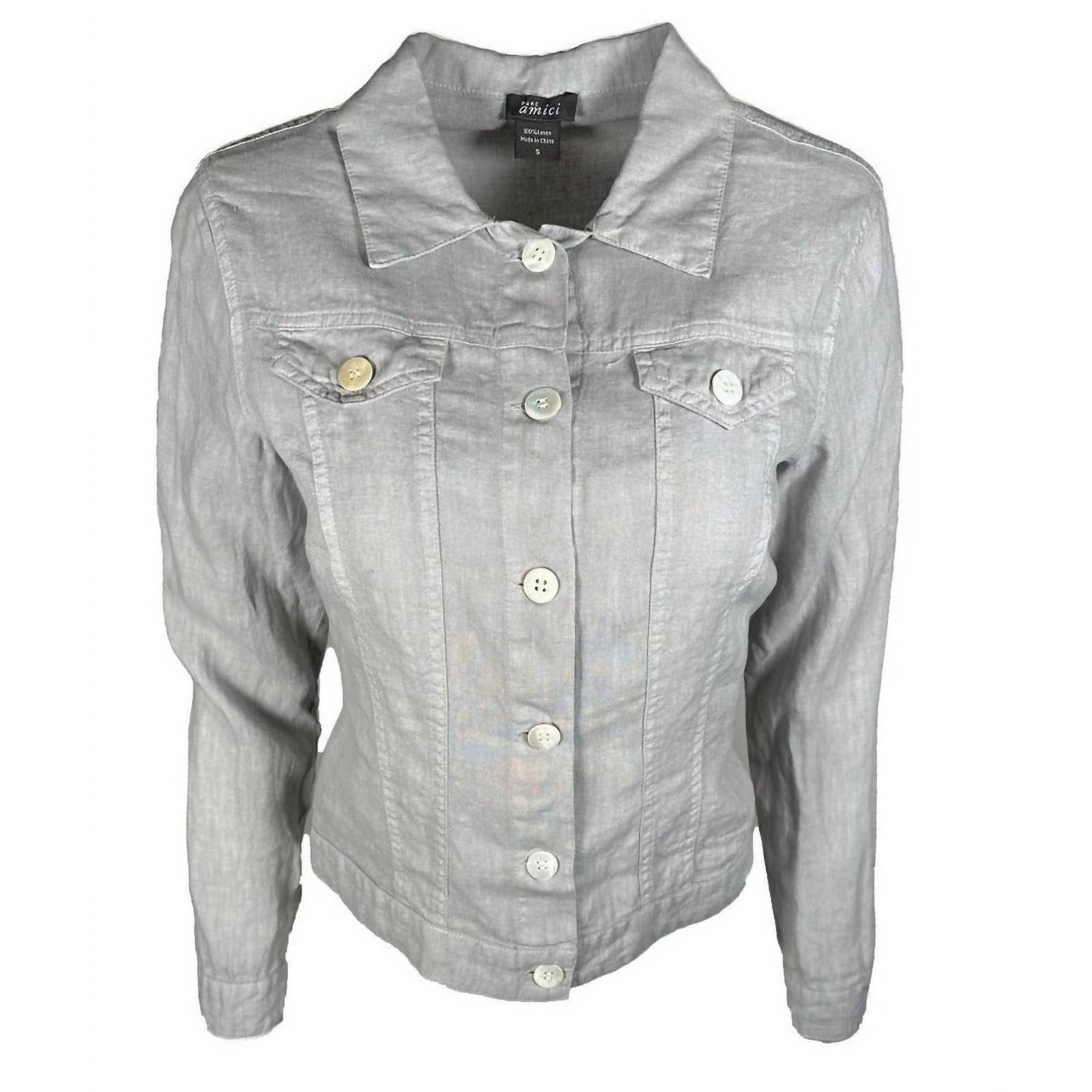 Designer PURE AMICI Linen Jean Jacket In Dove | Grailed