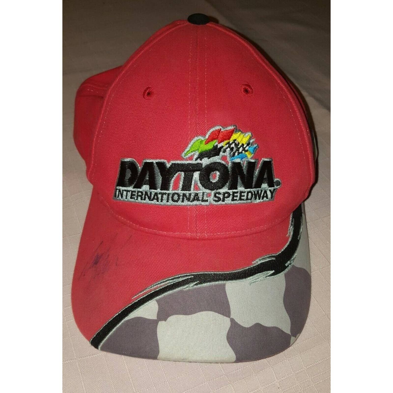 NASCAR Daytona International Speedway Autograph Hat Red Racing Cap ...